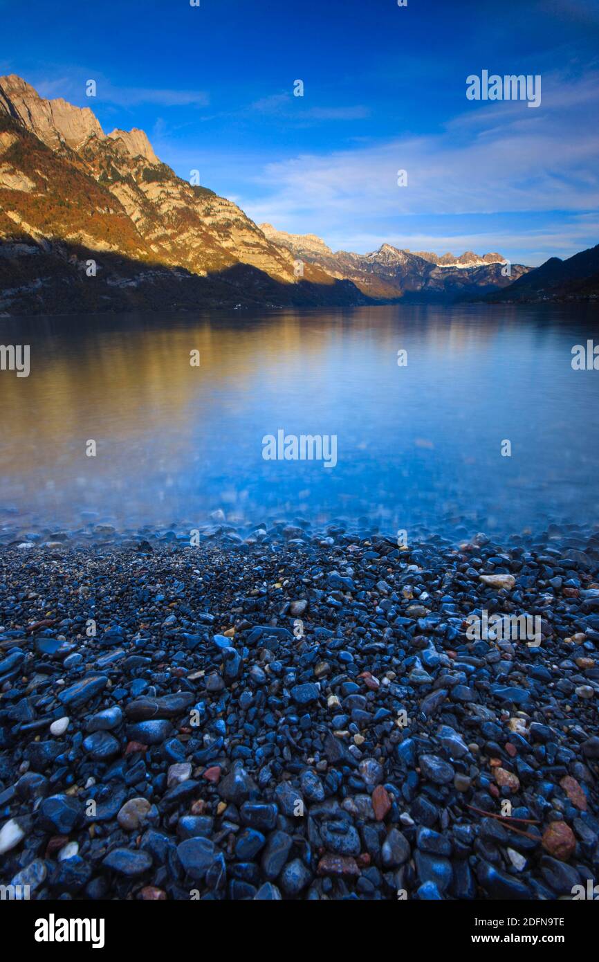 Lake Walen with Leistchamm and Naegeliberg, Switzerland Stock Photo - Alamy