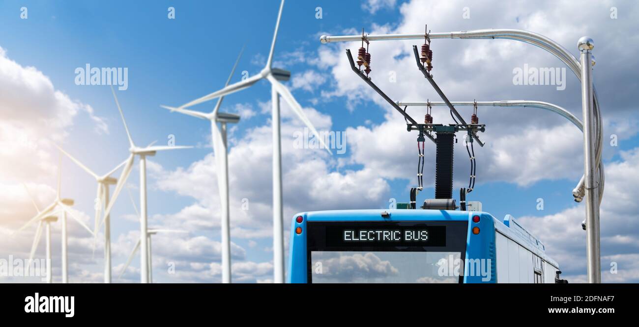 Electric bus at a stop is charged by pantograph Stock Photo - Alamy