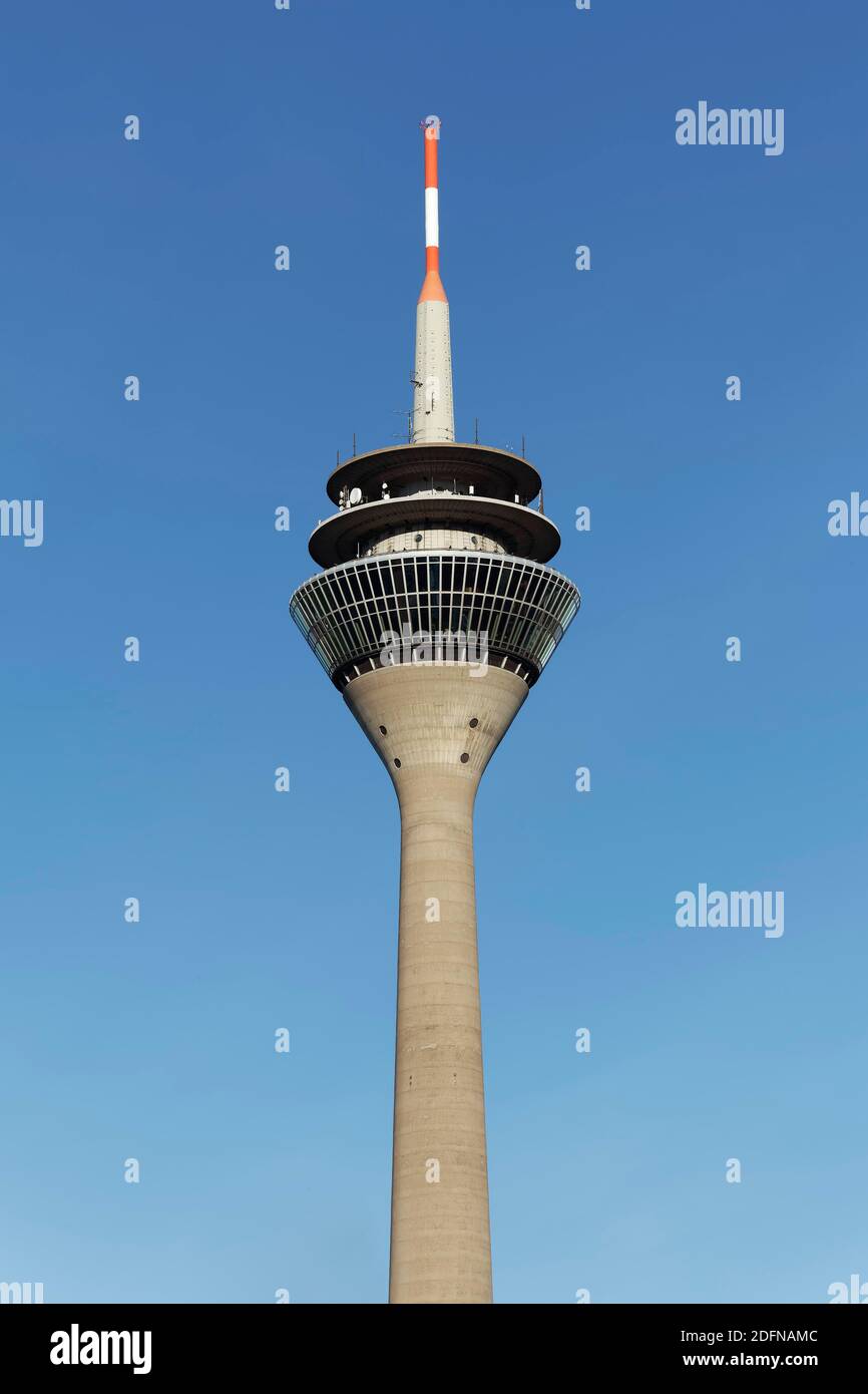 Rhine tower in front of a blue sky, television tower, media harbour ...