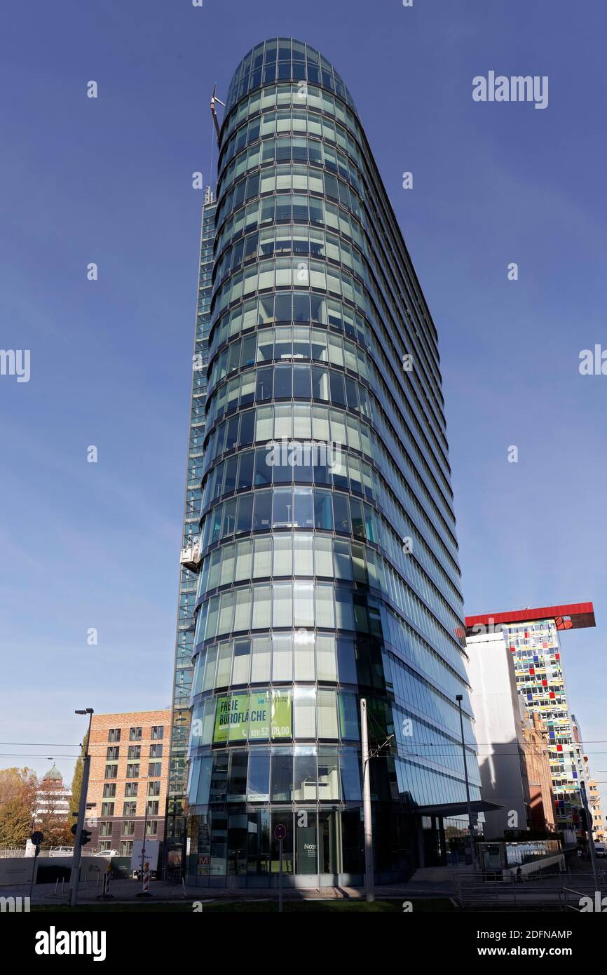 SIGN office tower, architects Murphy and Jahn, Media Harbour Duesseldorf, North Rhine-Westphalia ...