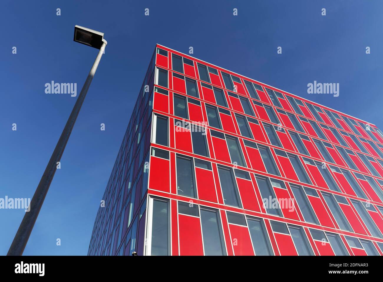 Capricorn office building, red facade, blue sky, Uniper headquarters ...