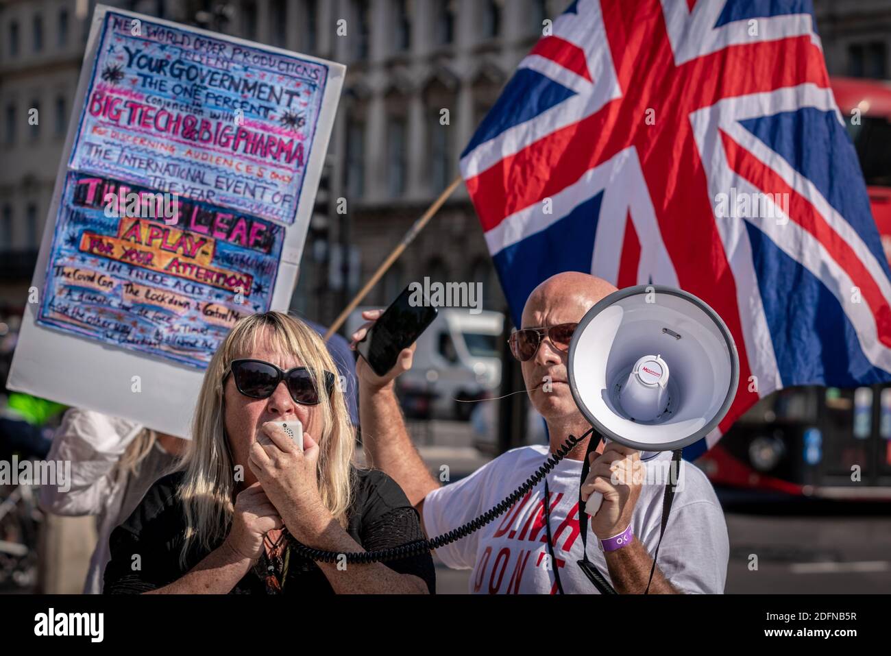 Coronavirus: Anti-Lockdown protest in Parliament Square. A small ...
