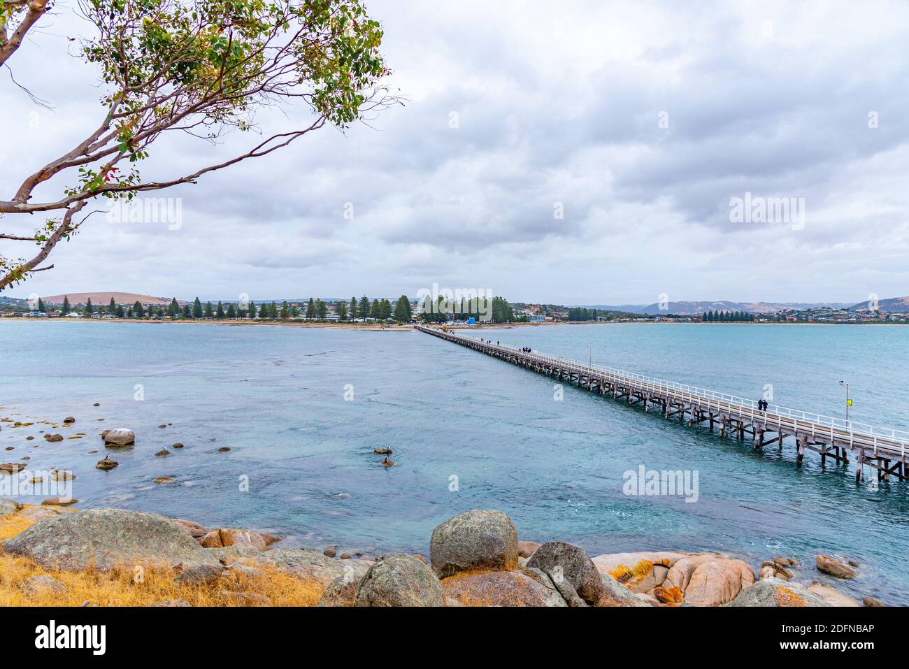 Wooden causeway connecting Victor Harbor with Granite island in ...