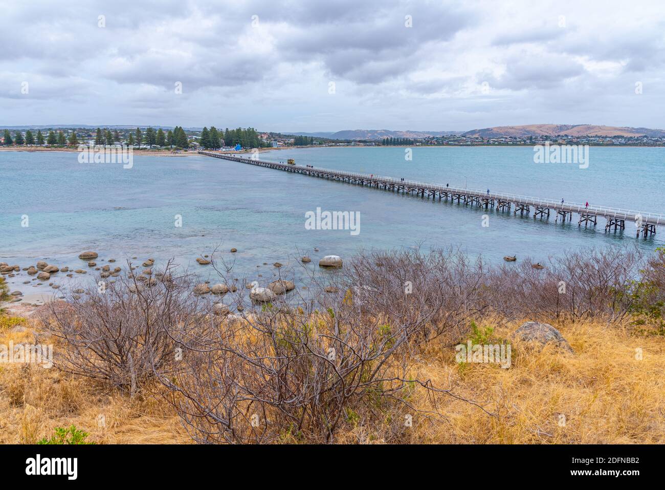Wooden causeway connecting Victor Harbor with Granite island in ...