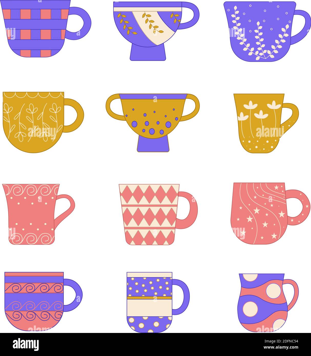 Set of cups. Isolated vector illustration. Flat style Stock Vector ...