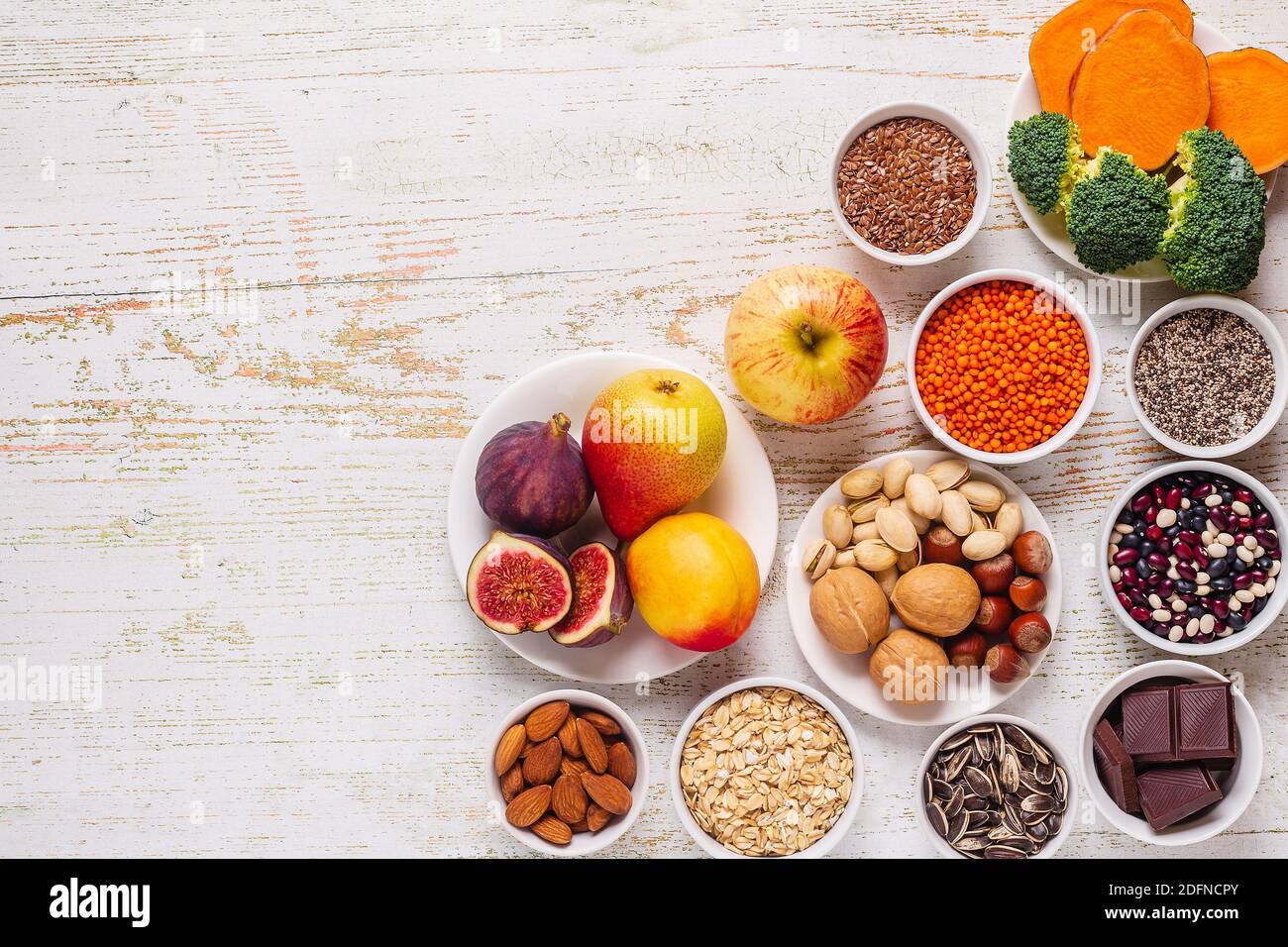 Products rich in fiber. Healthy diet food. Top view Stock Photo - Alamy