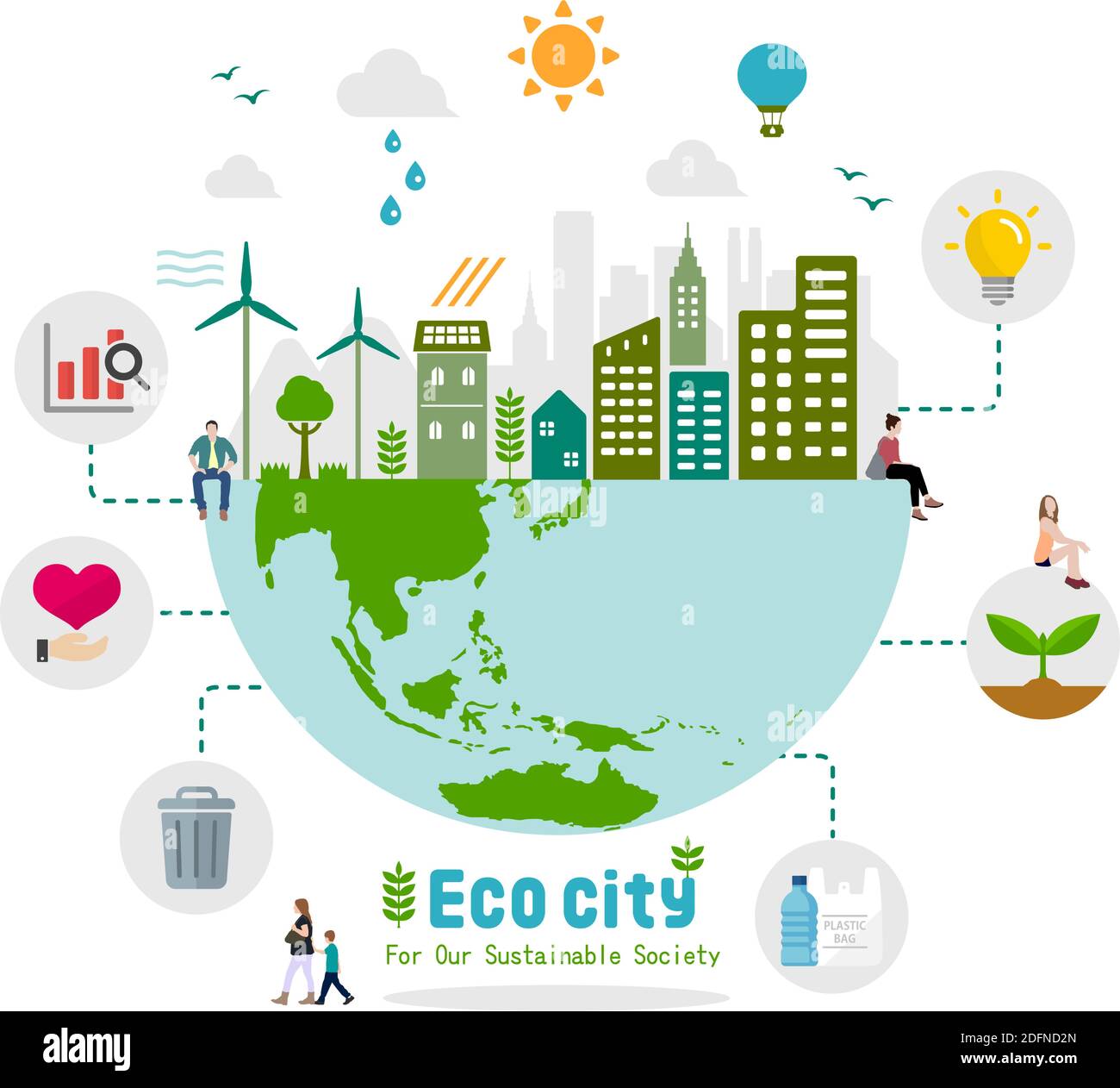 Ecology life, eco city vector illustration ( ecology concept , nature ...