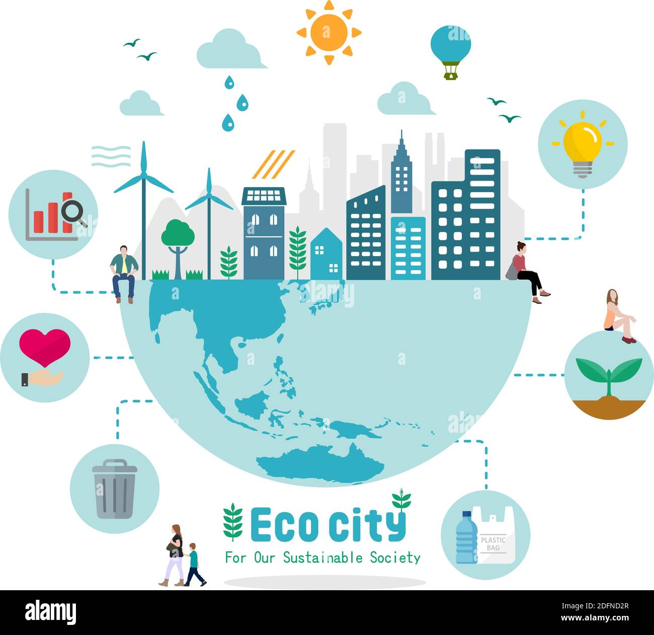 Ecology life, eco city vector illustration ( ecology concept , nature ...