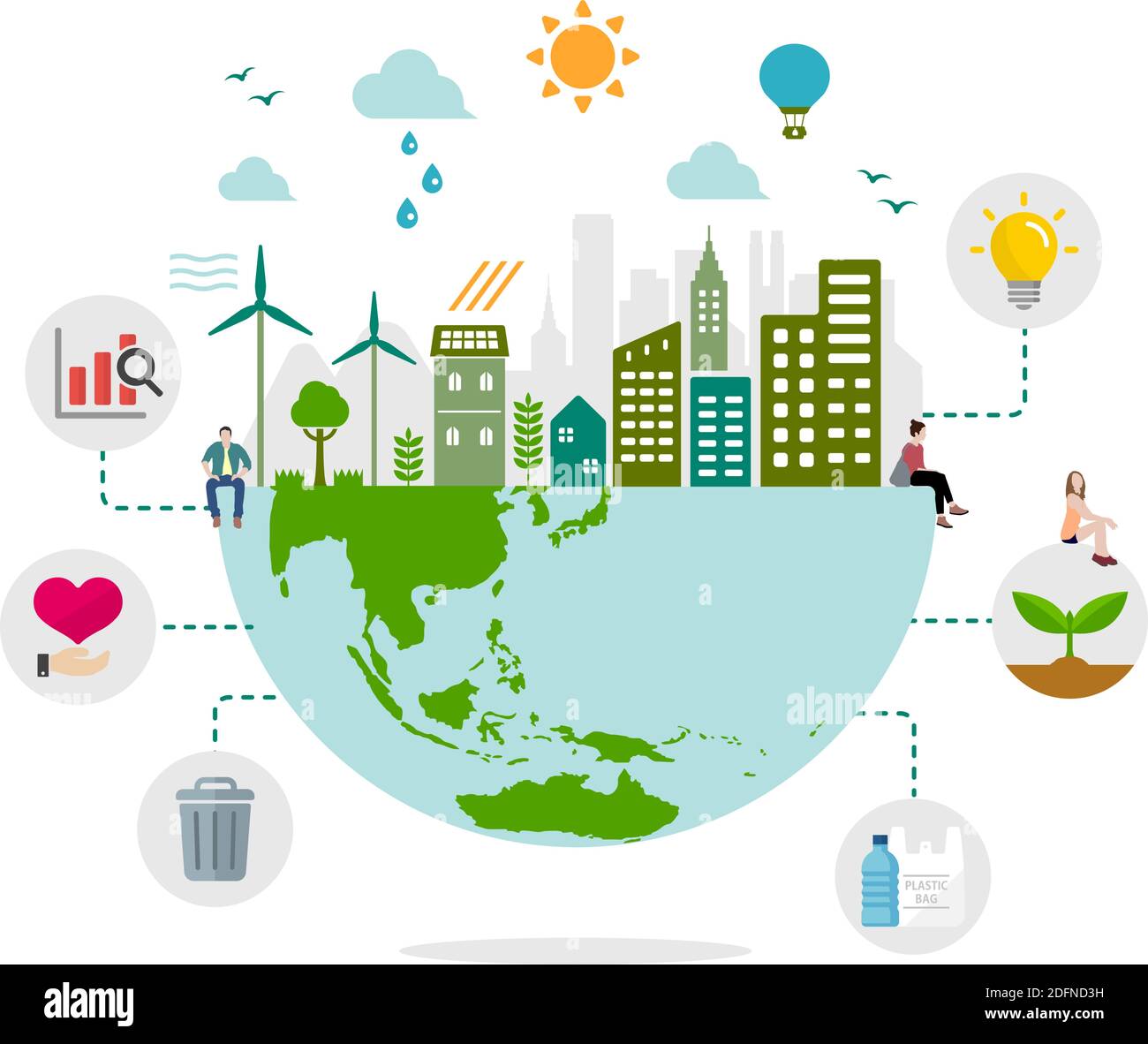 Ecology life, eco city vector illustration ( ecology concept , nature ...