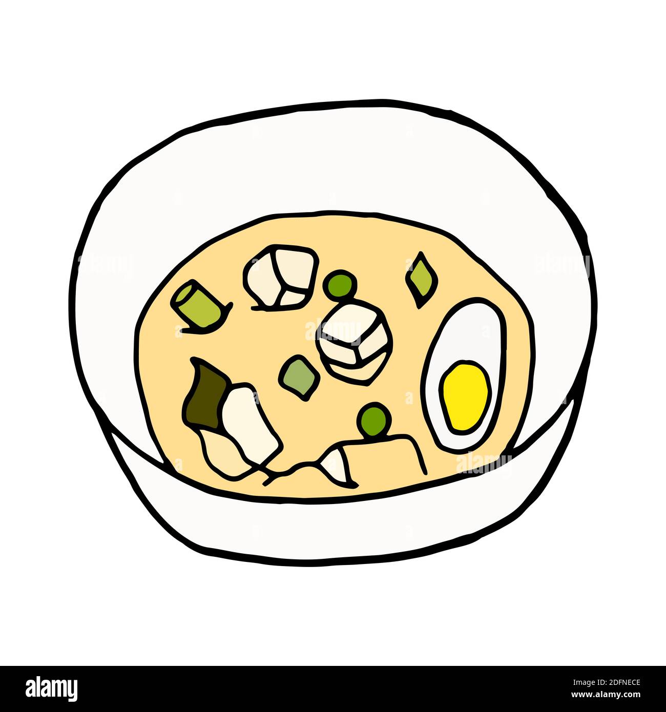 Vector hand drawn doodle miso soup. Japanese cuisine dish. Design ...