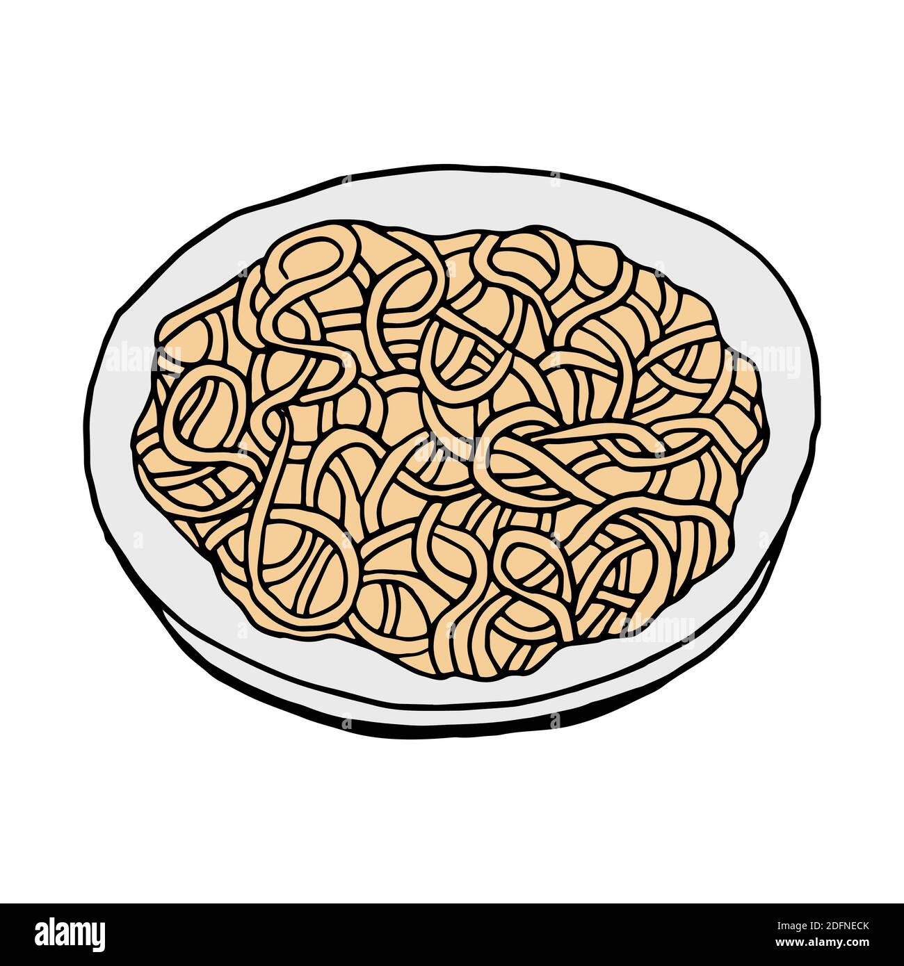 Vector hand drawn doodle soba noodles. Japanese cuisine dish. Design ...
