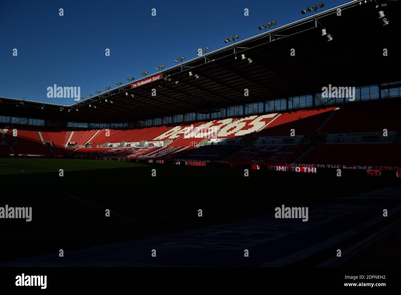 Football terrace stand empty as games remain behind closed doors Stock ...