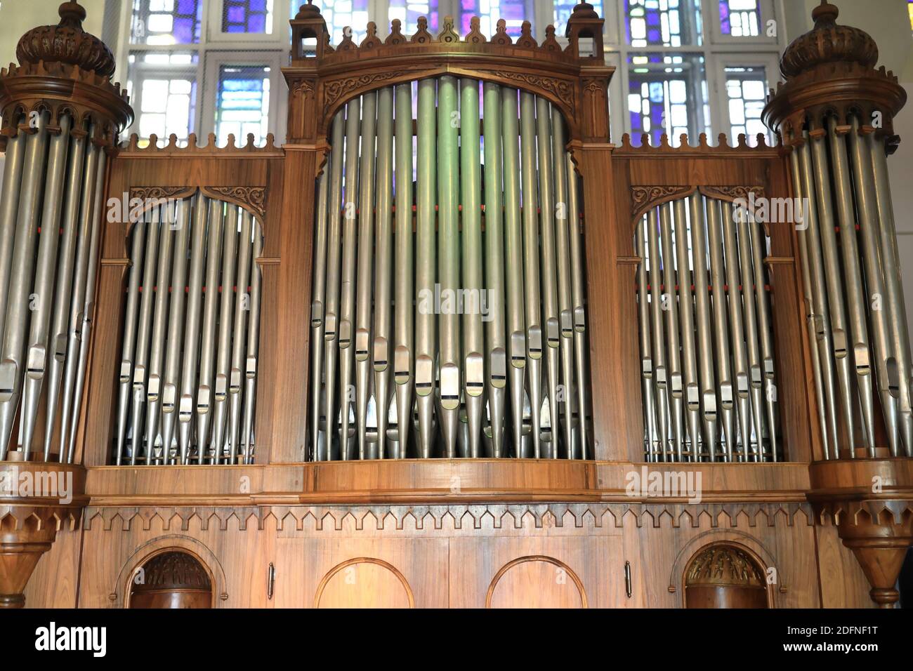 Details of wooden organ in a conservatory Stock Photo - Alamy