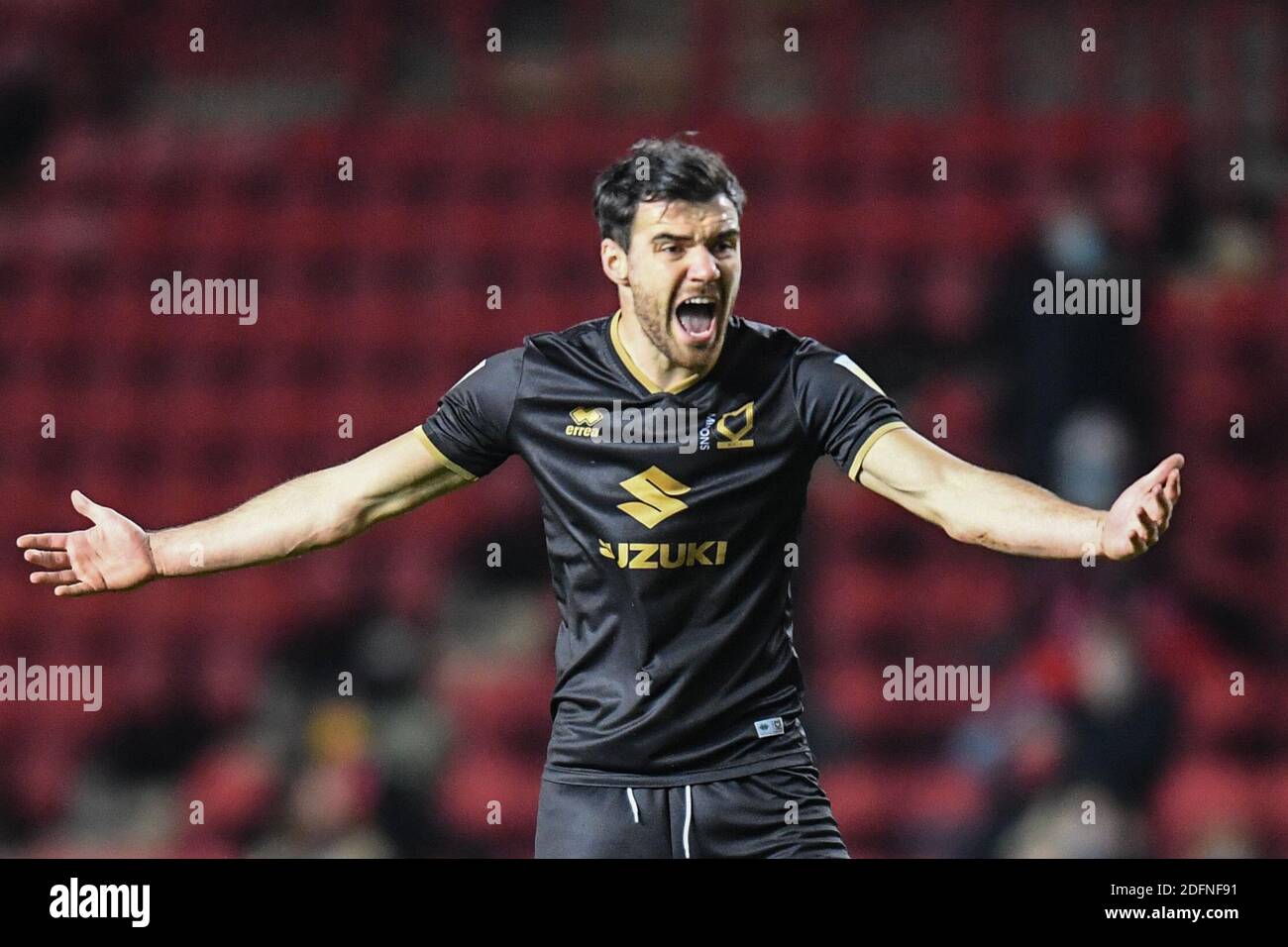 Scott Fraser #10 of Milton Keynes Dons shouts at the referee Stock ...