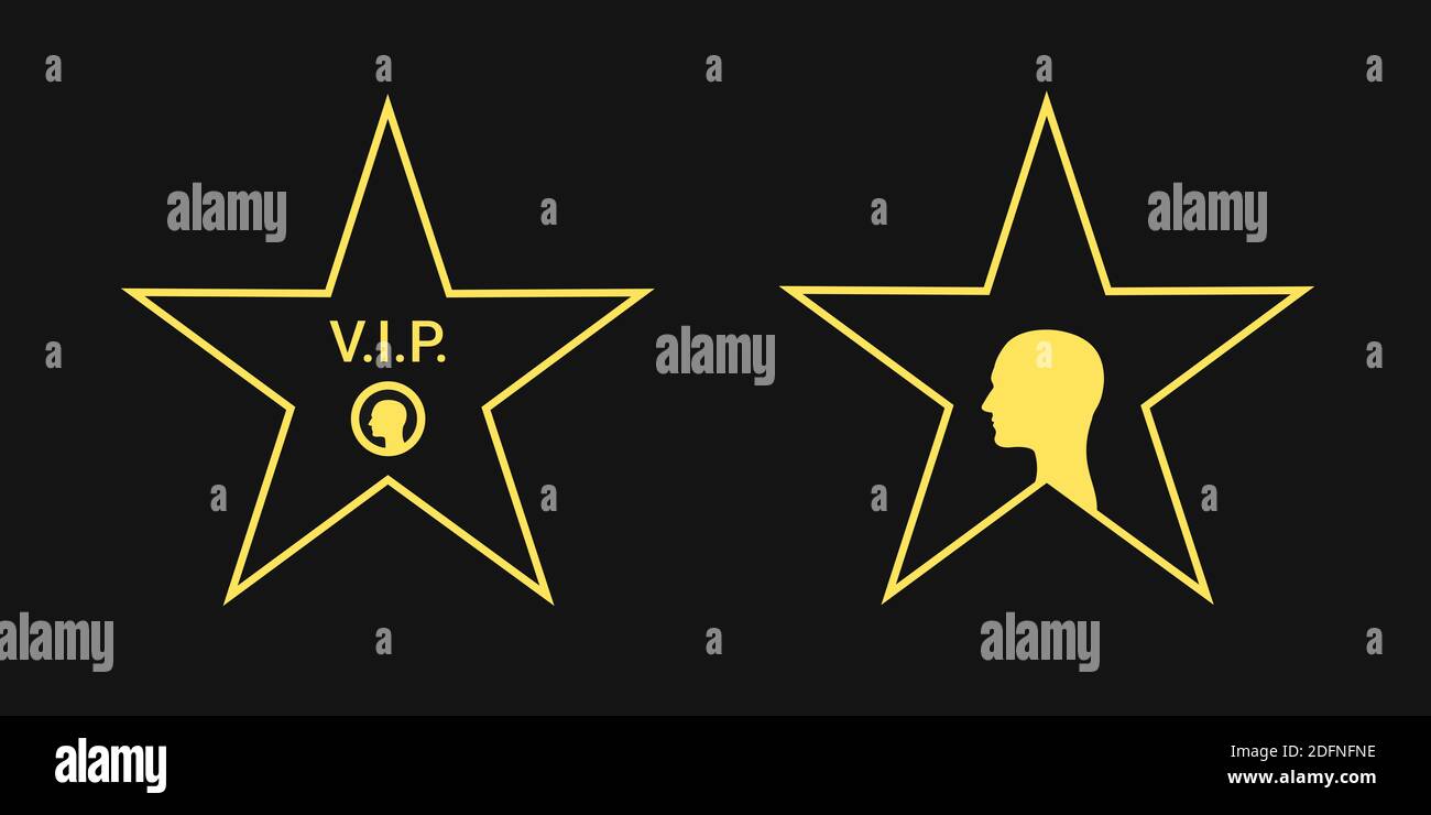 VIP person and celebrity on the yellow star. Vector illustration Stock ...
