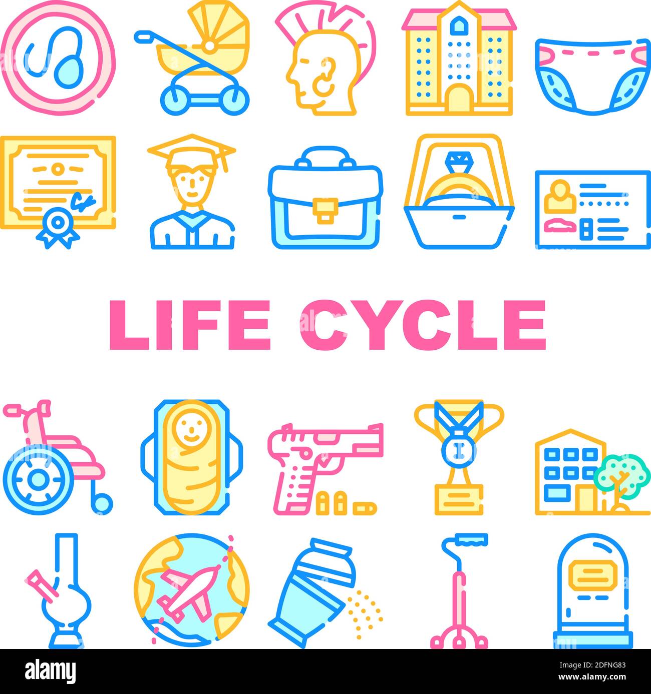 Life Cycle People Collection Icons Set Vector Stock Vector Image & Art ...