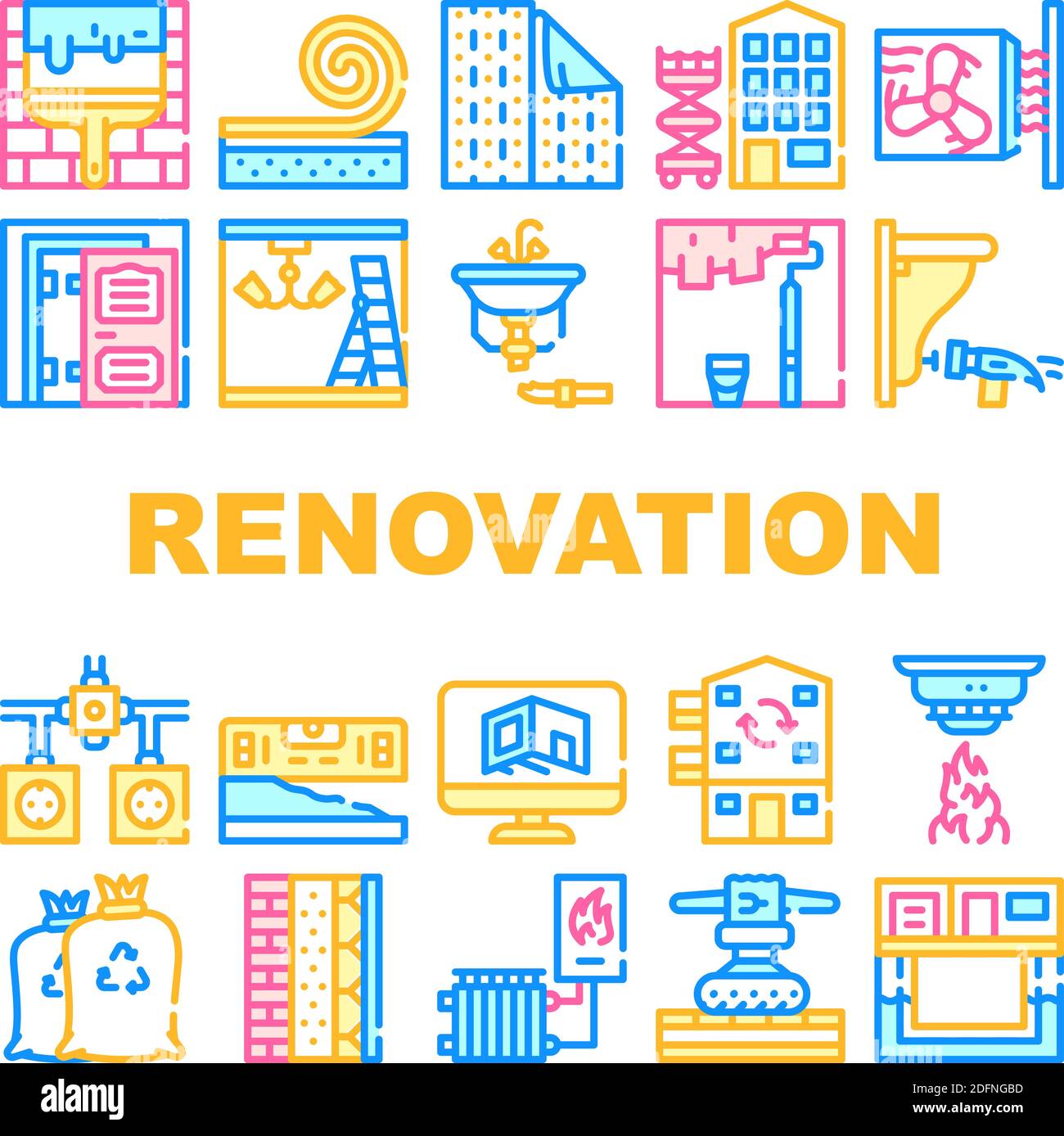 Home Renovation Repair Collection Icons Set Vector Stock Vector Image ...