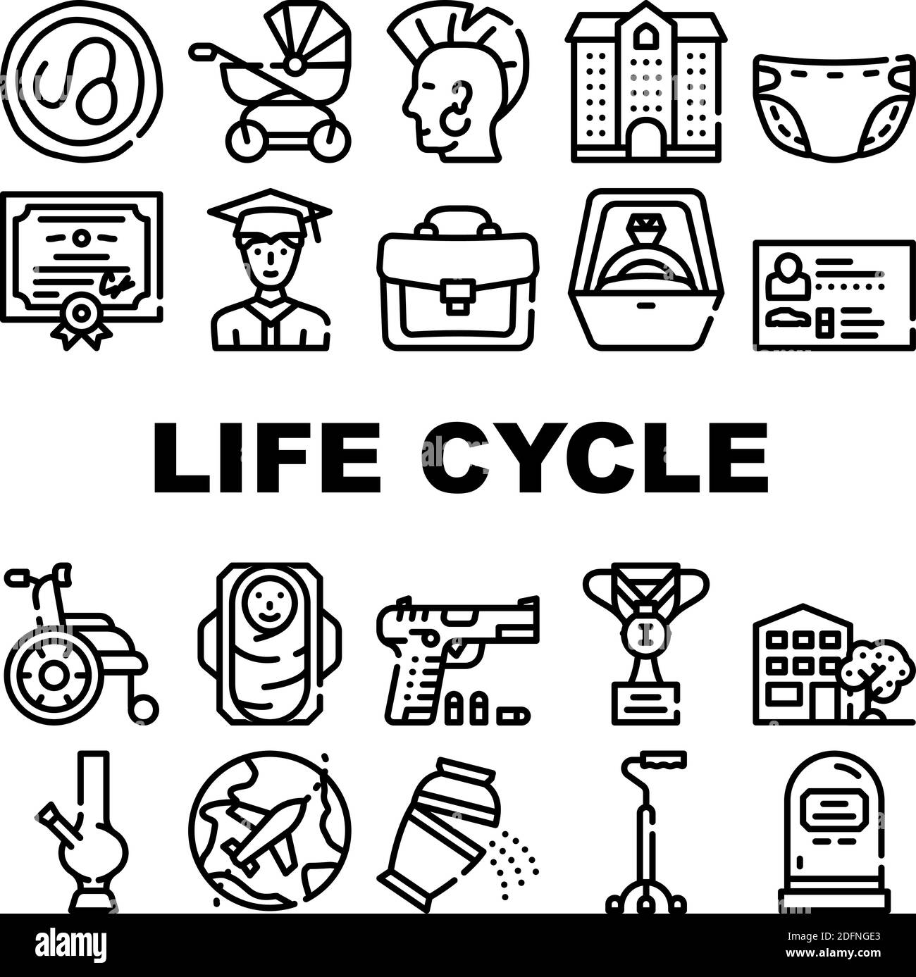Life Cycle People Collection Icons Set Vector Stock Vector Image & Art ...