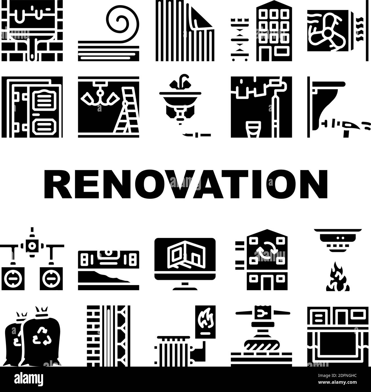 Home Renovation Repair Collection Icons Set Vector Stock Vector Image ...