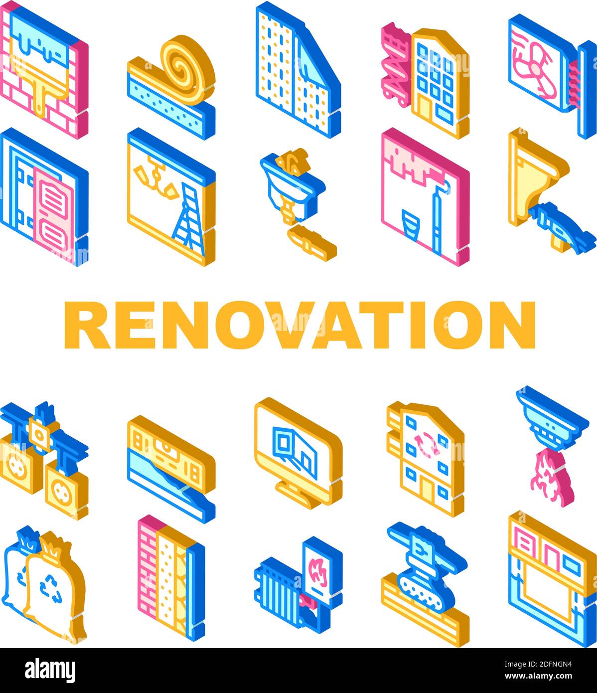Home Renovation Repair Collection Icons Set Vector Stock Vector Image ...