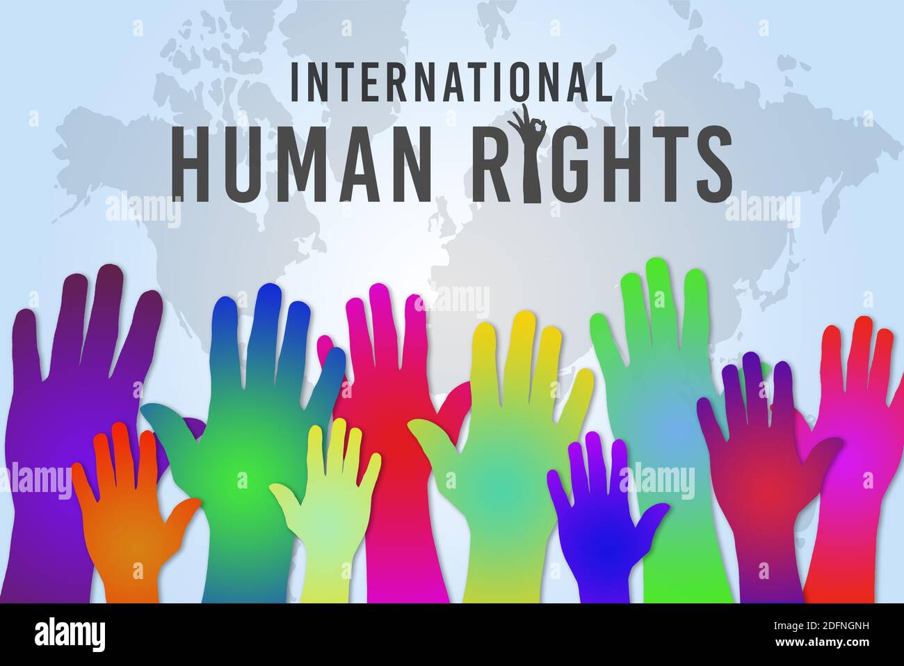 International Human Rights Day concept, raise hand up - illustration ...
