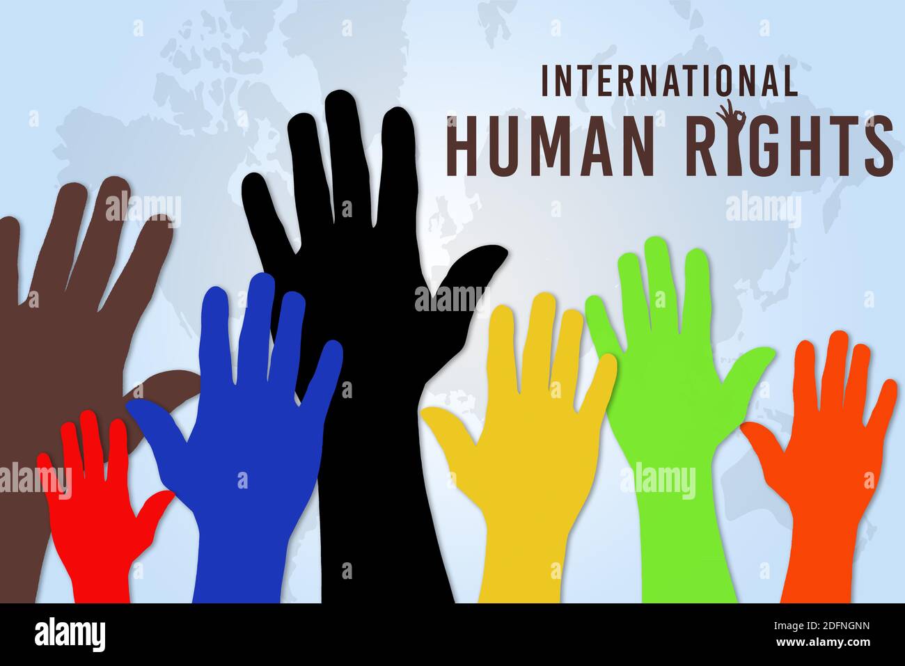 International Human Rights Day concept, raise hand up - illustration ...