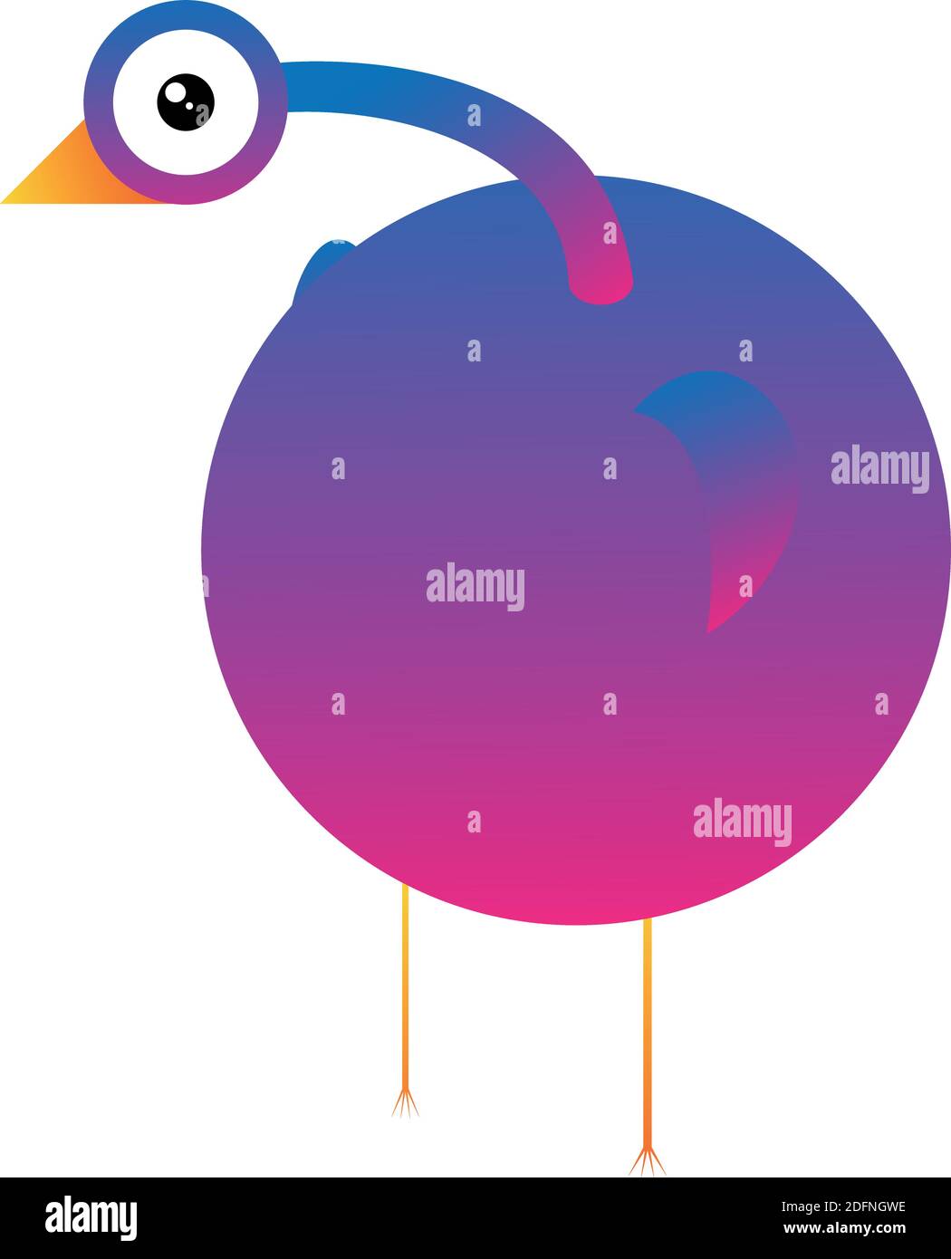 Bird monster character with one eye. Gradient vector illustration ...