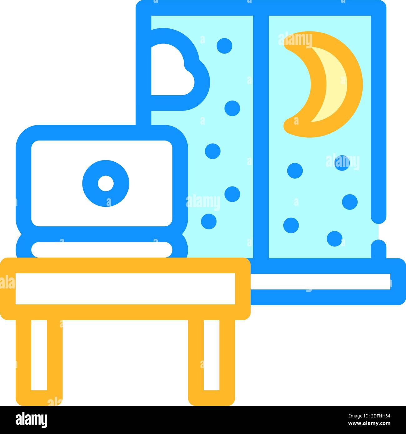 working home at night color icon vector illustration Stock Vector Image ...