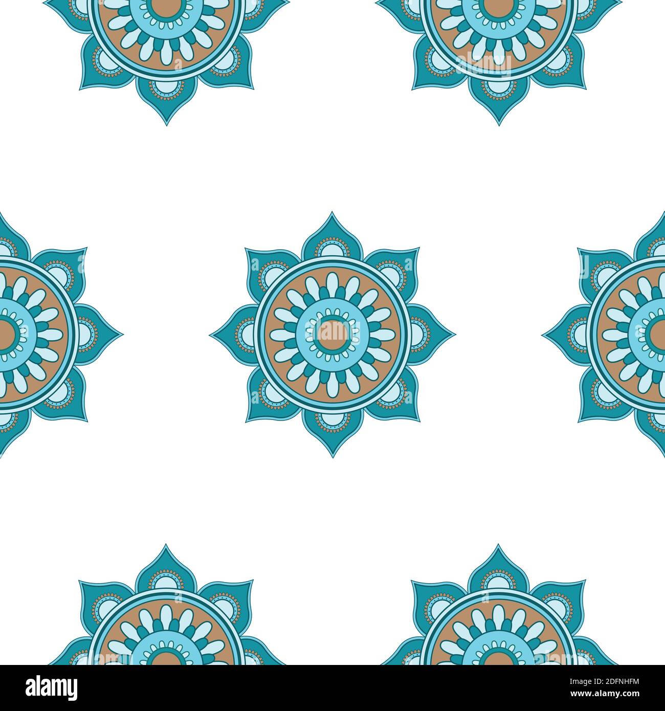 Mandala seamless pattern vector. A symmetrical round blue ornament ...