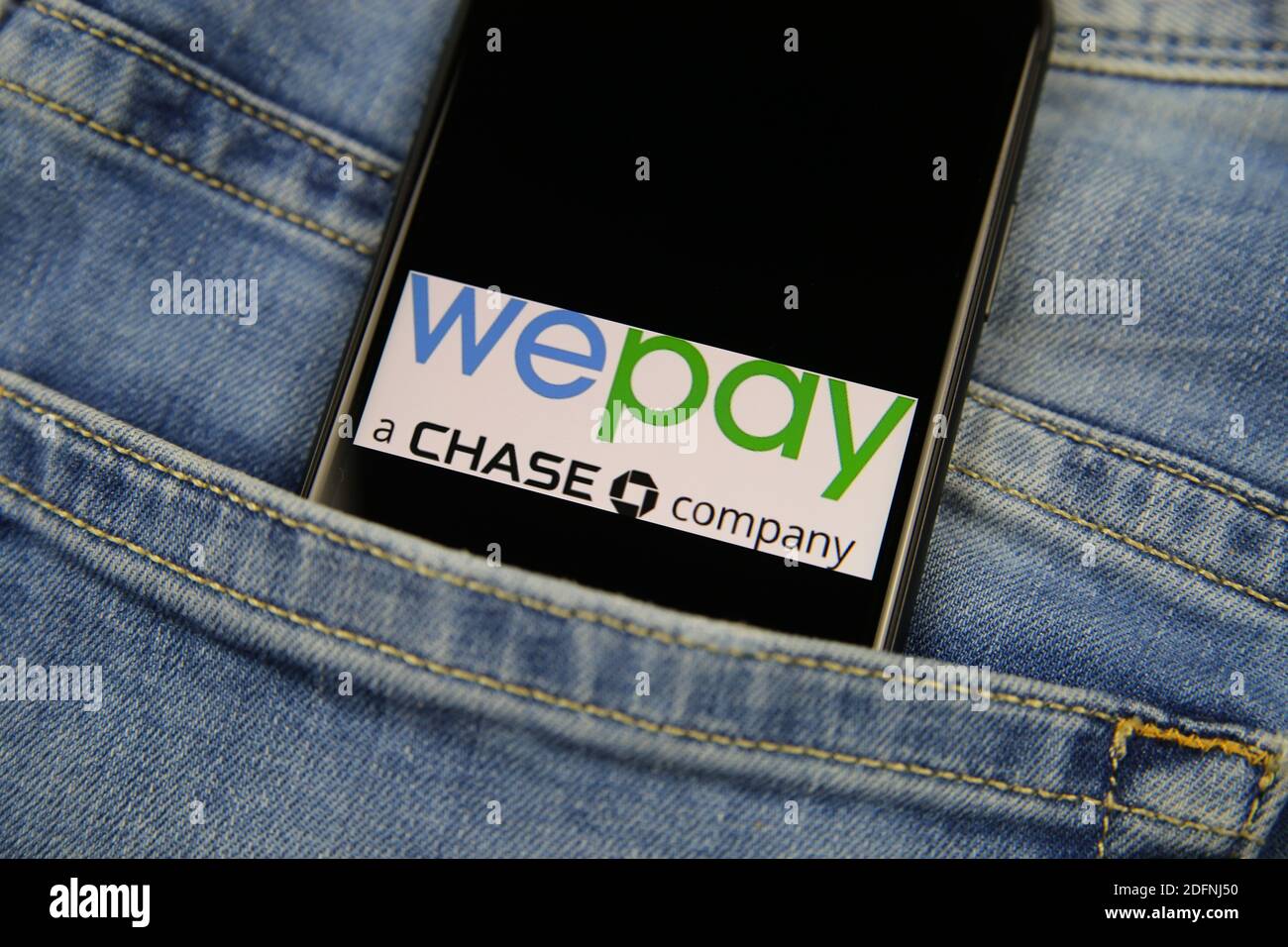 Viersen, Germany - November 9. 2020: Close up of isolated mobile phone ...