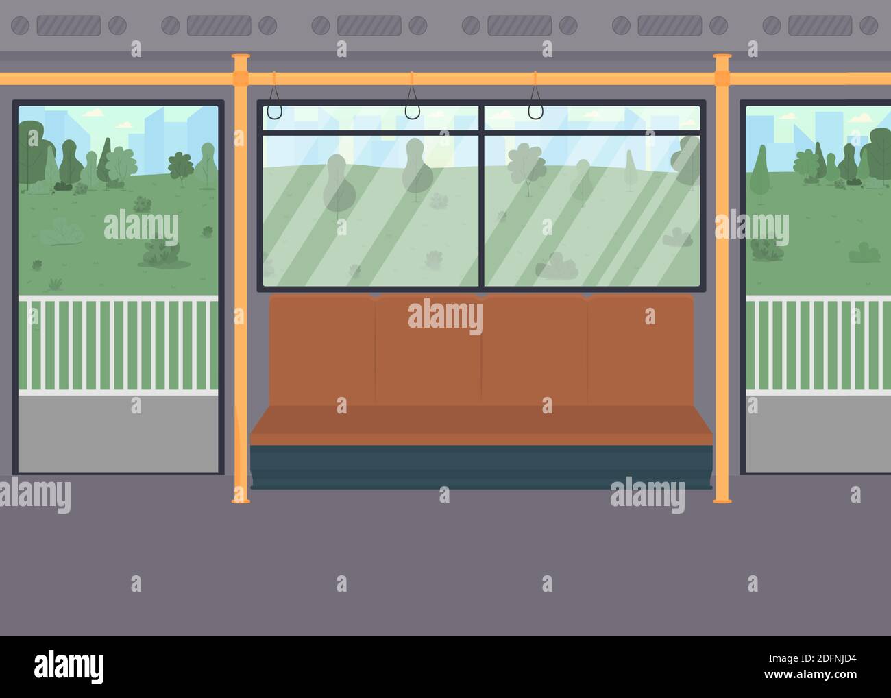 Empty public train flat color vector illustration Stock Vector Image ...