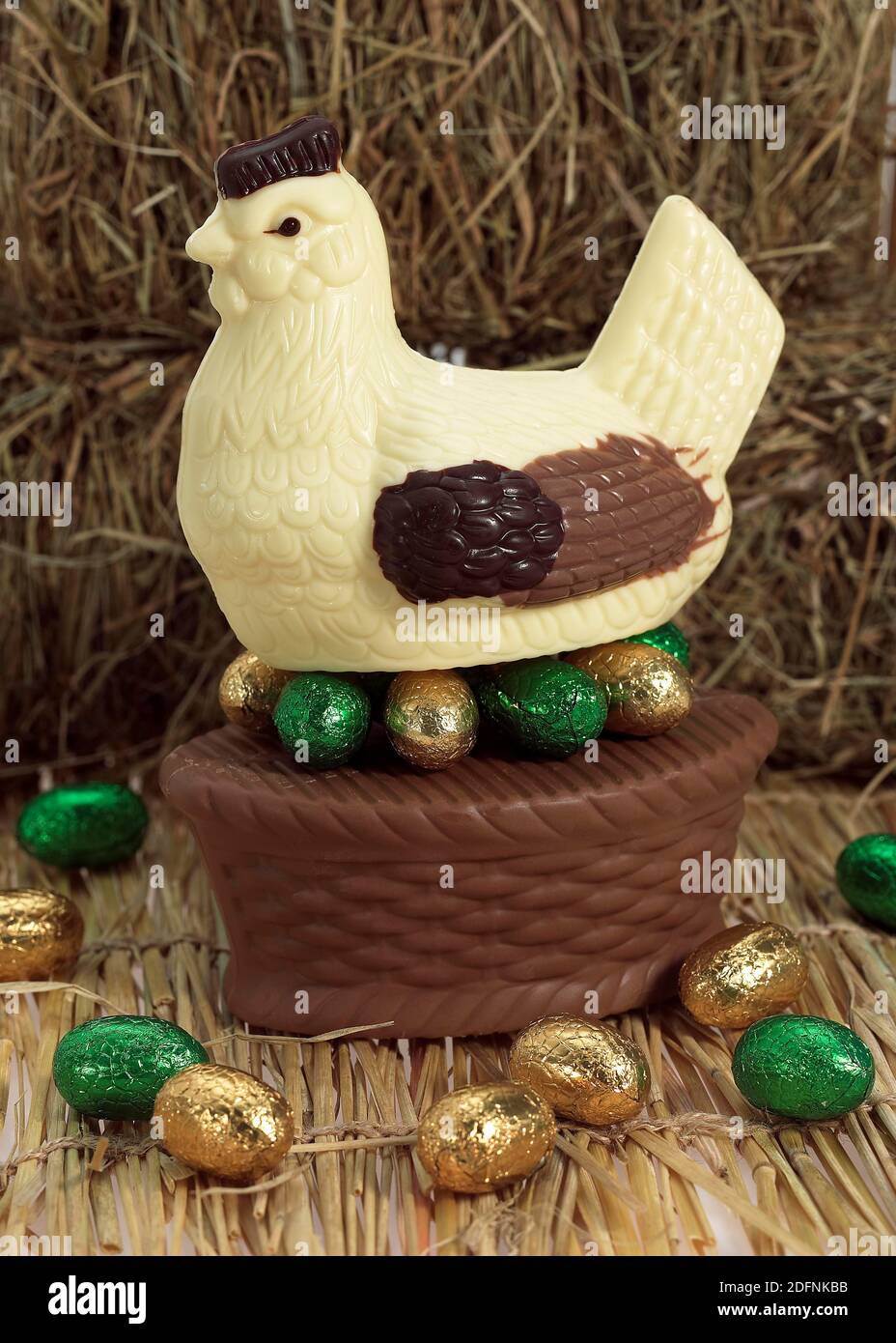 Chocolate Hen and Eggs for Easter Stock Photo - Alamy