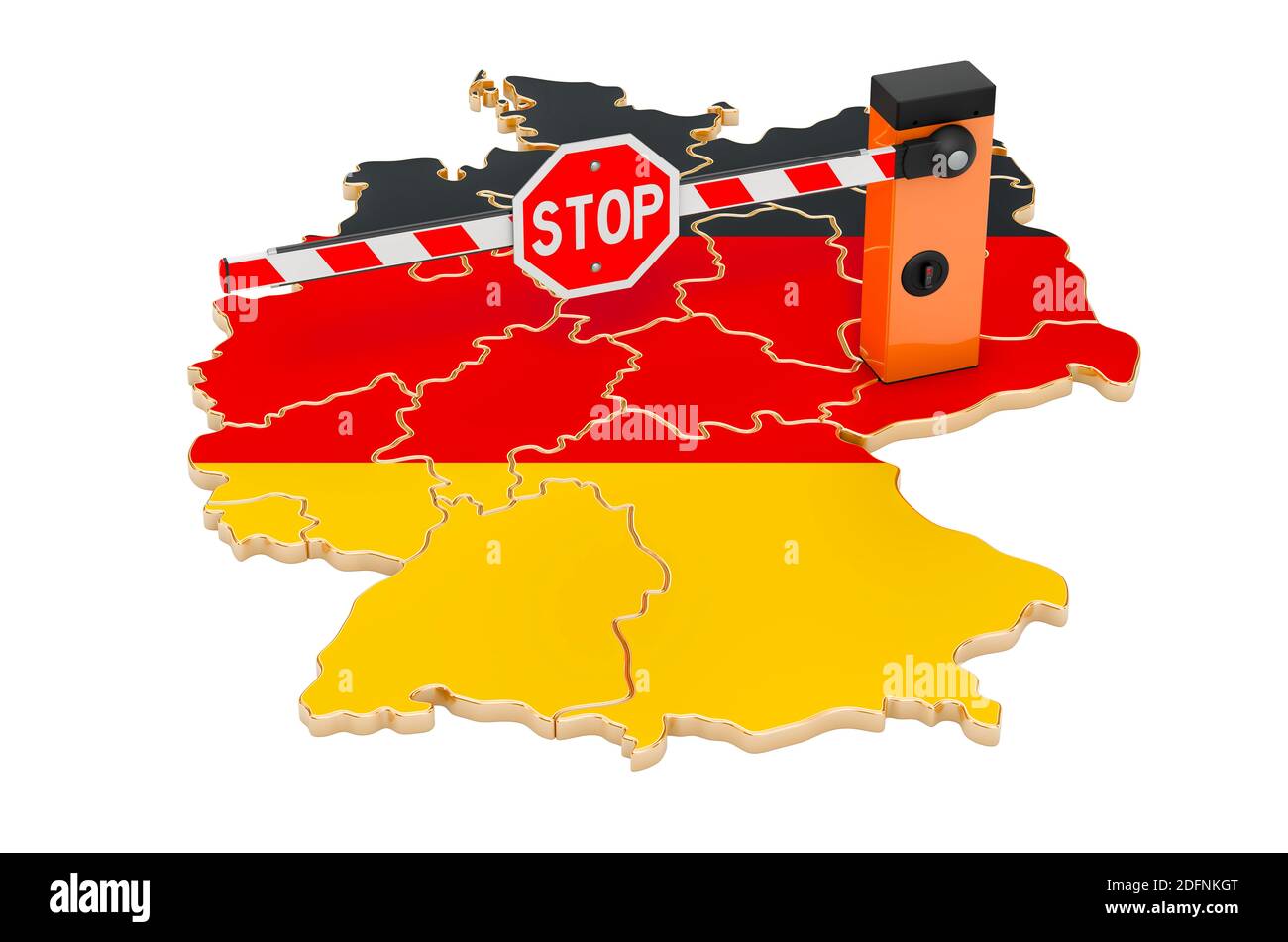 Border close in Germany. Customs and border protection concept. 3D ...