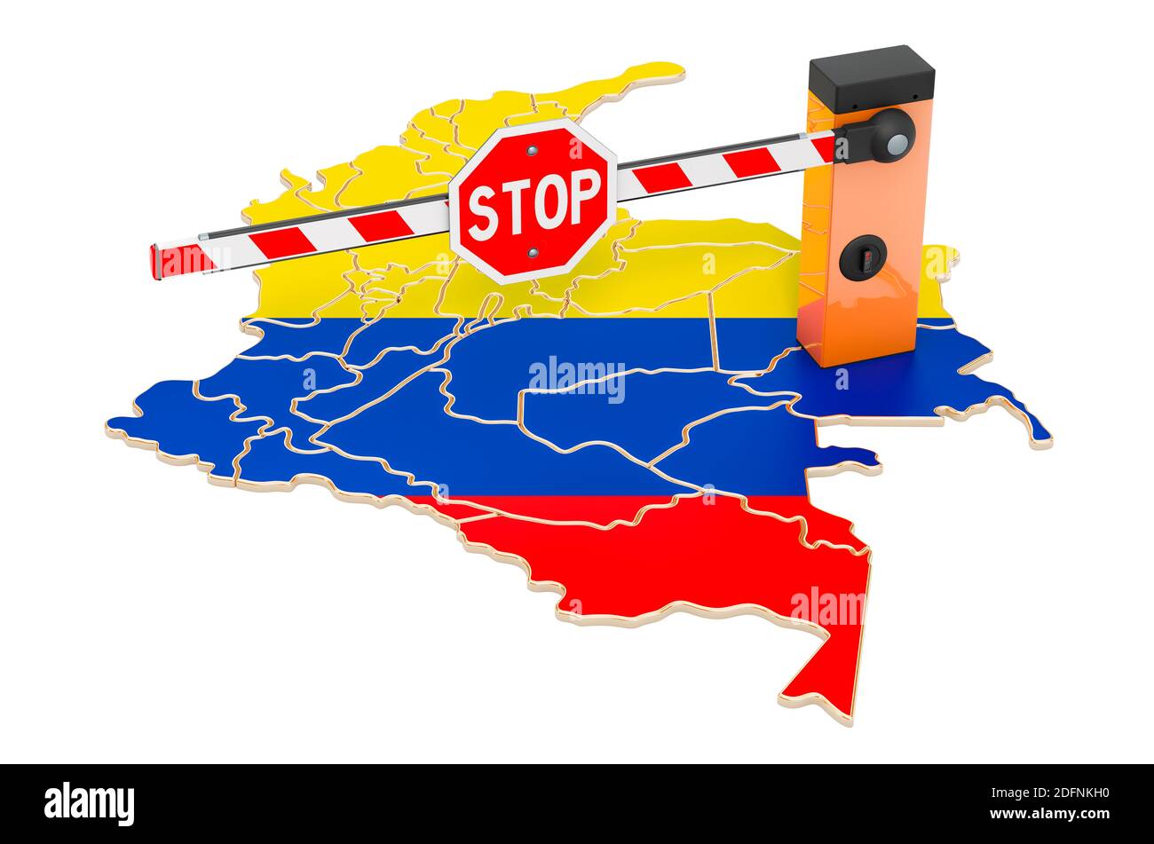 Border close in Columbia. Customs and border protection concept. 3D ...