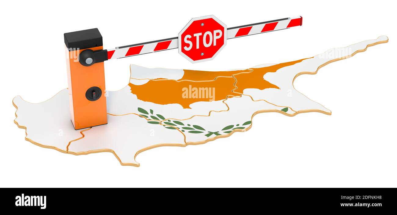 Border close in Cyprus. Customs and border protection concept. 3D ...