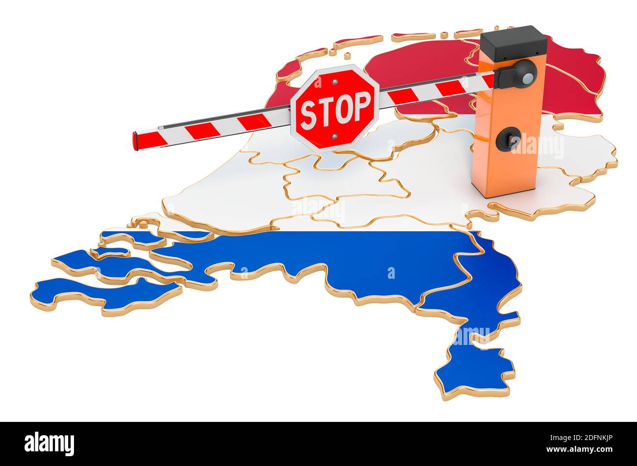 Border close in the Netherlands. Customs and border protection concept ...