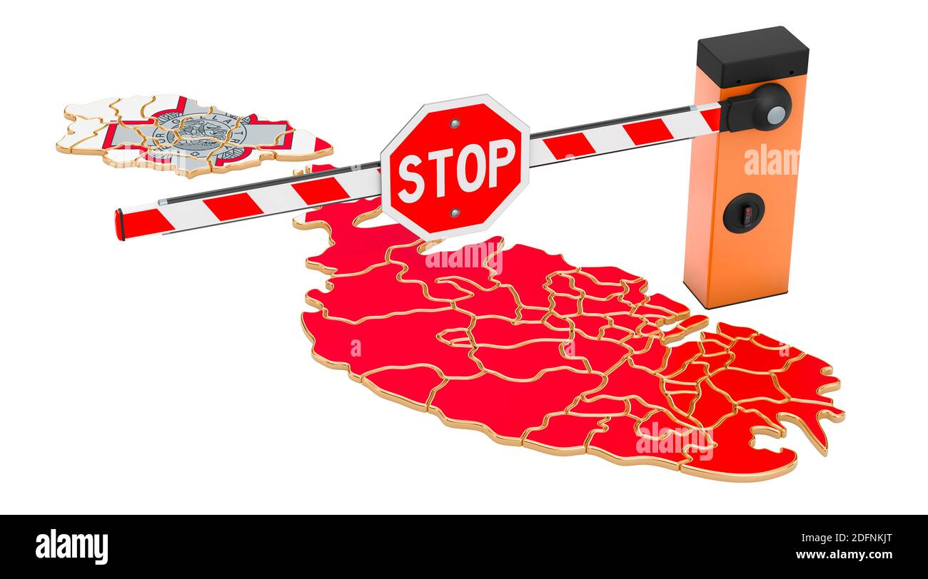 Border close in Malta. Customs and border protection concept. 3D ...