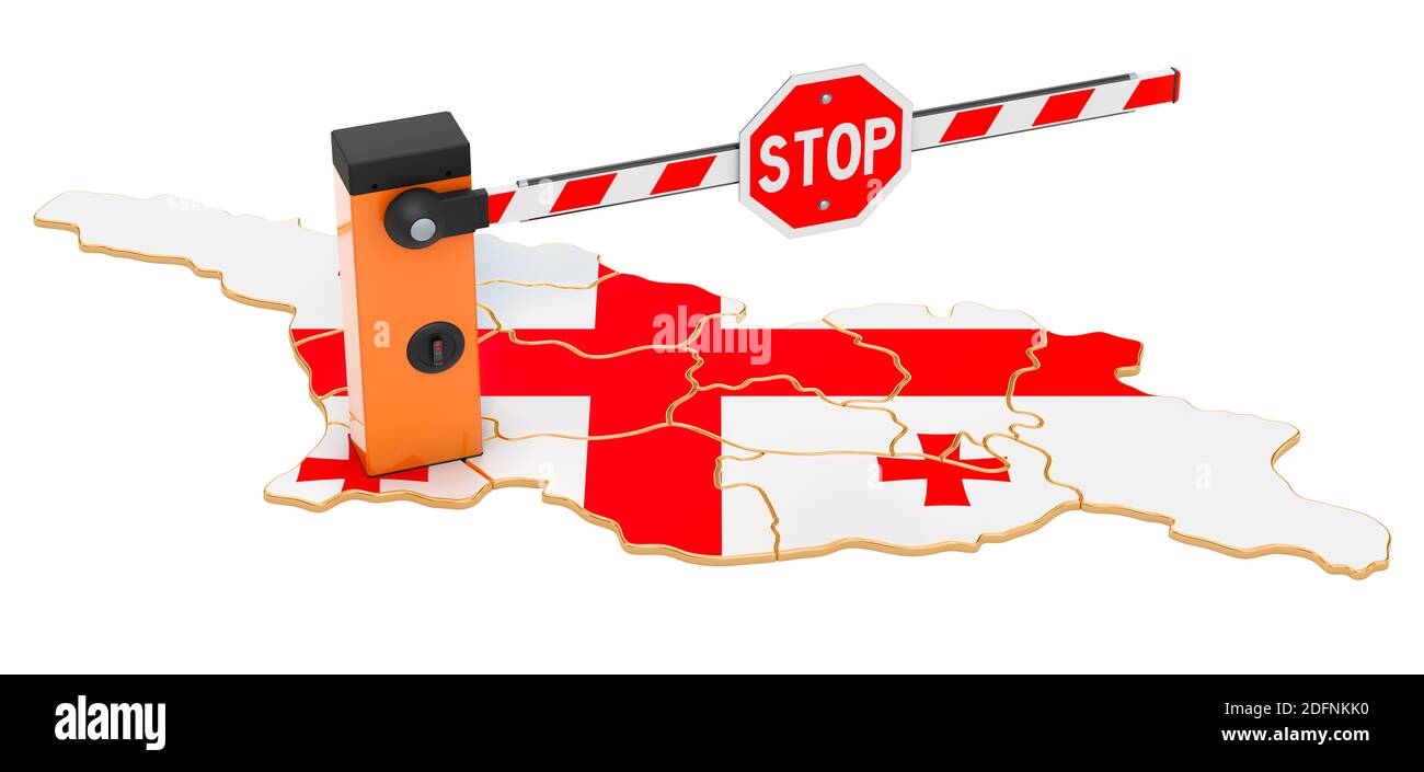 Border close in Georgia. Customs and border protection concept. 3D ...