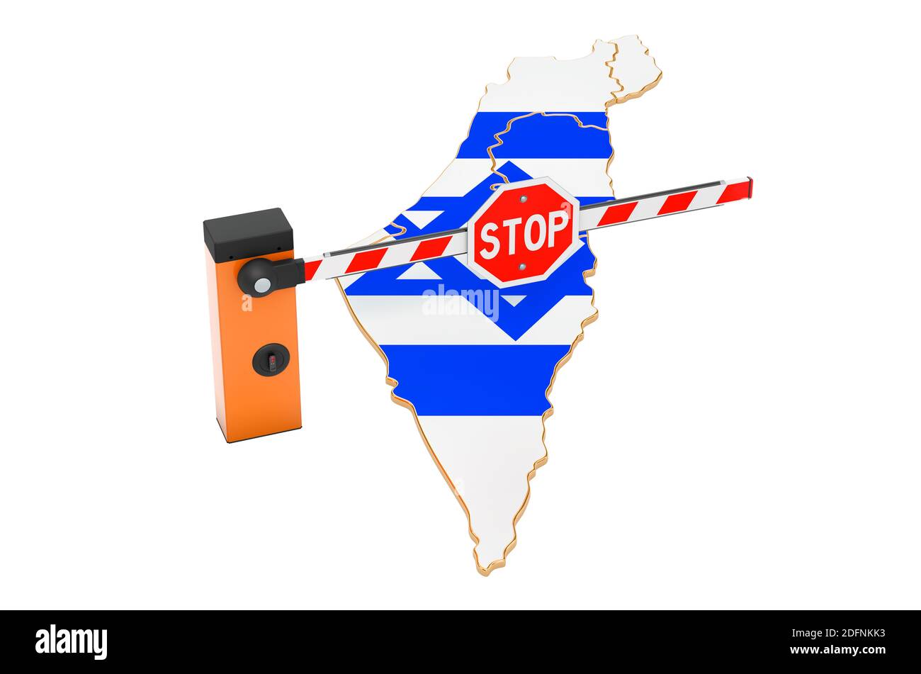 Border close in Israel. Customs and border protection concept. 3D ...