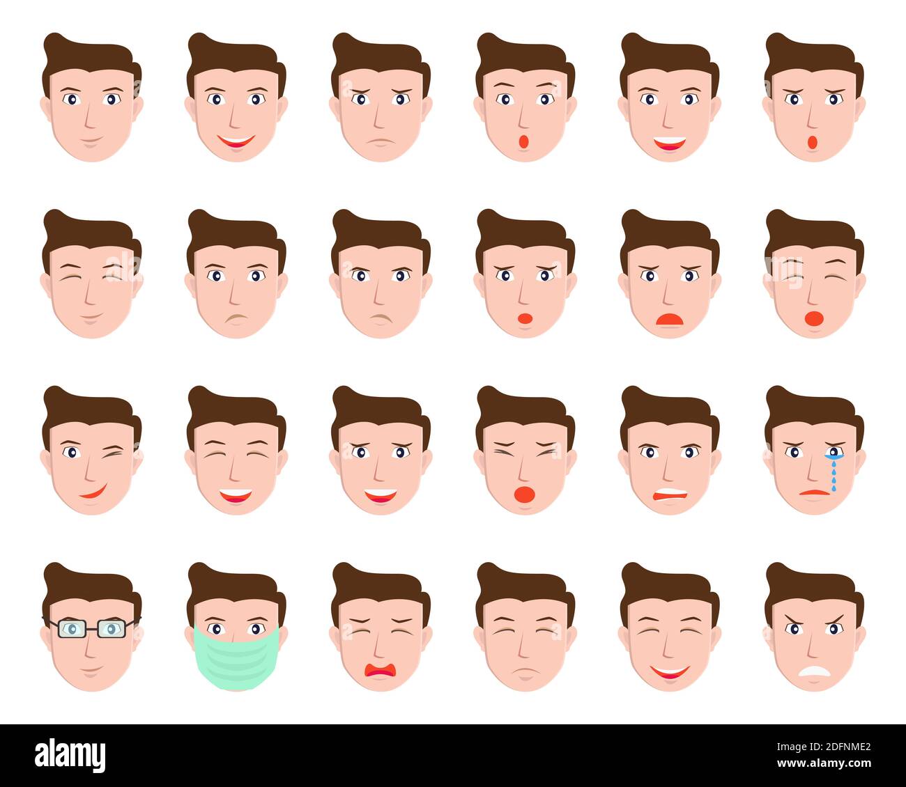Illustration vector design of face expression male set template Stock ...