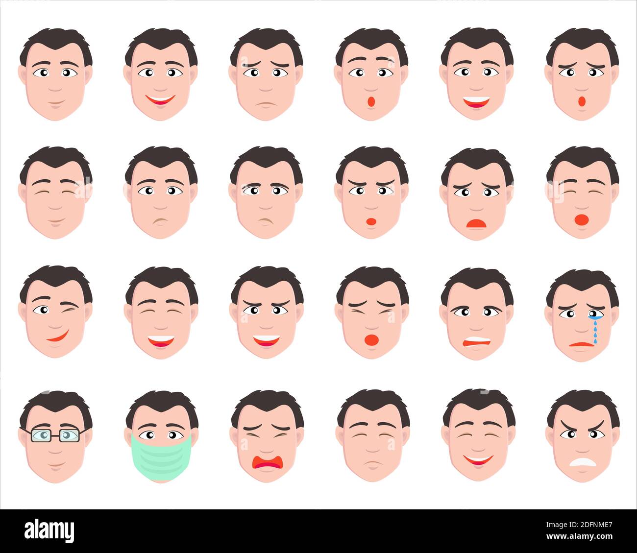 Illustration vector design of face expression male set template Stock ...