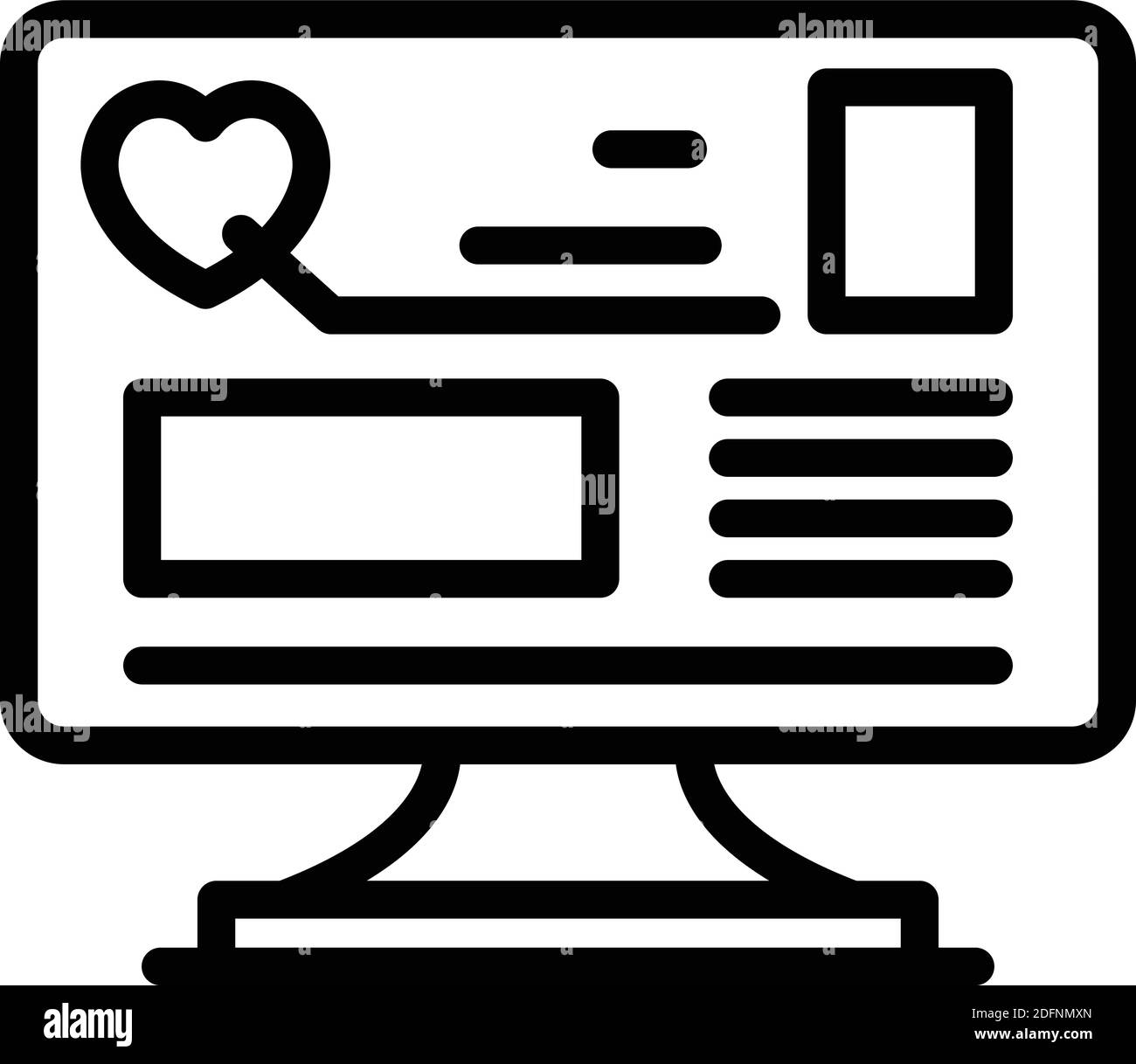 Computer telemedicine icon. Outline computer telemedicine vector icon ...