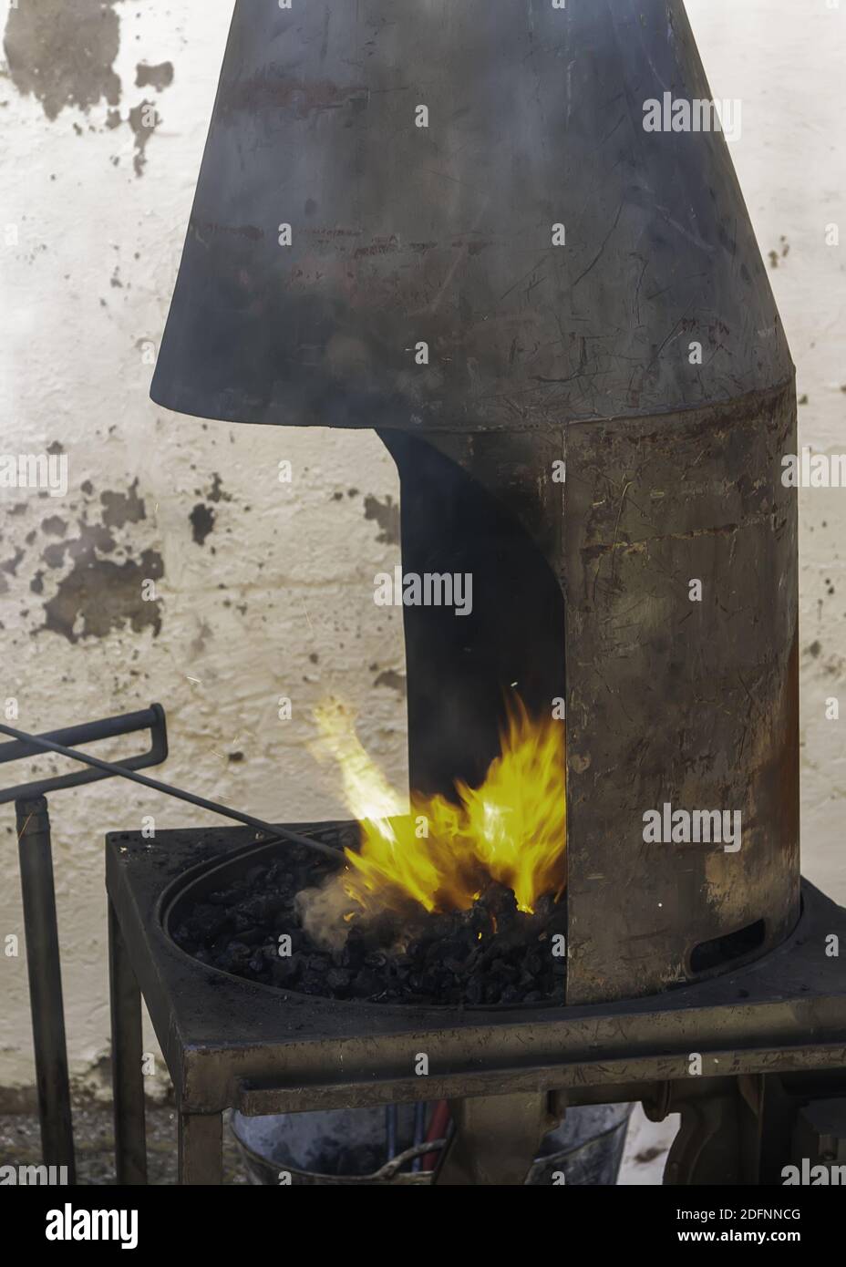 Fire in iron forge, manufacturing industry, business and factory Stock ...