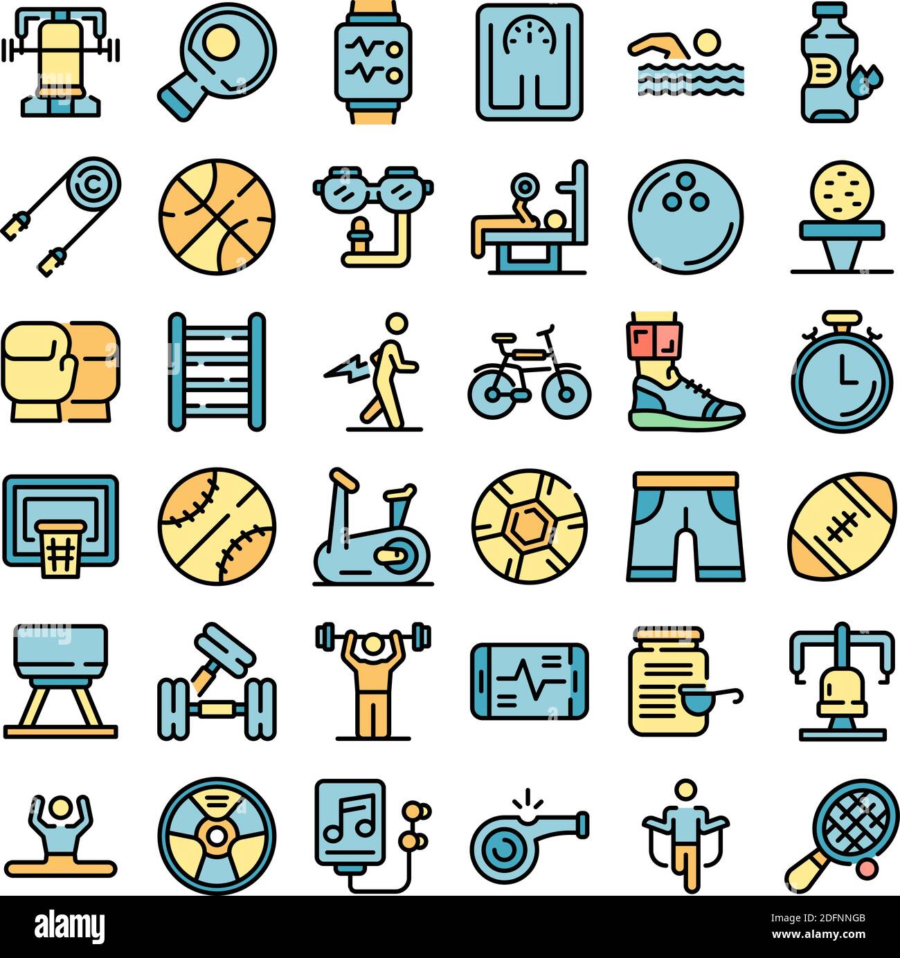 Physical activity icons set. Outline set of physical activity vector ...