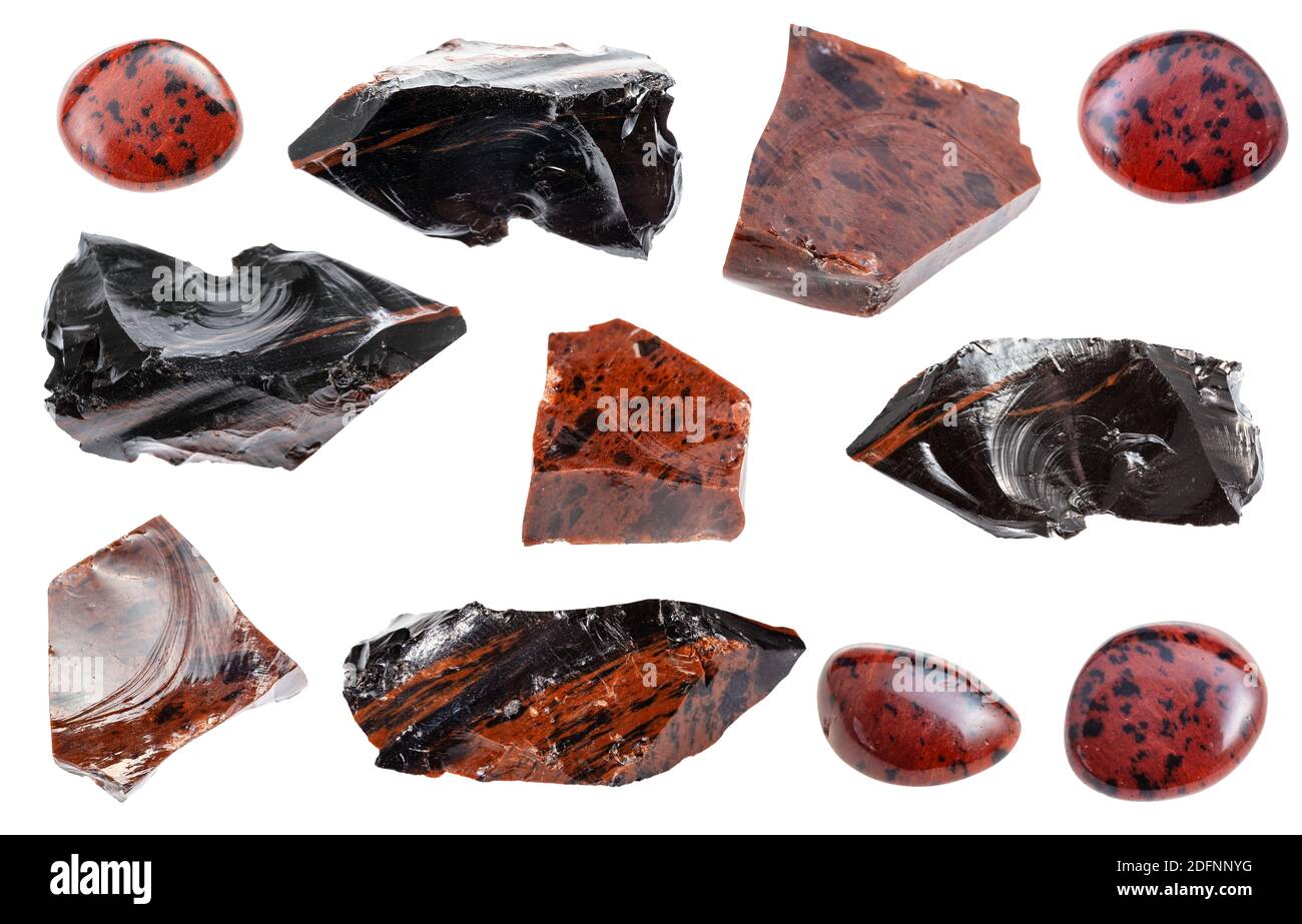 collection of various Mahogany Obsidian natural mineral gem stones and ...