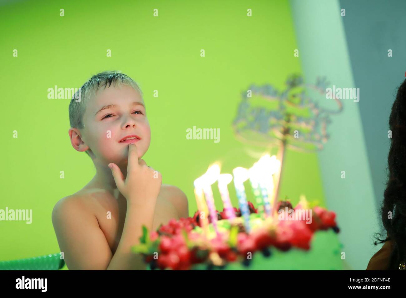 Portrait of boy with a birthday cake Stock Photo - Alamy