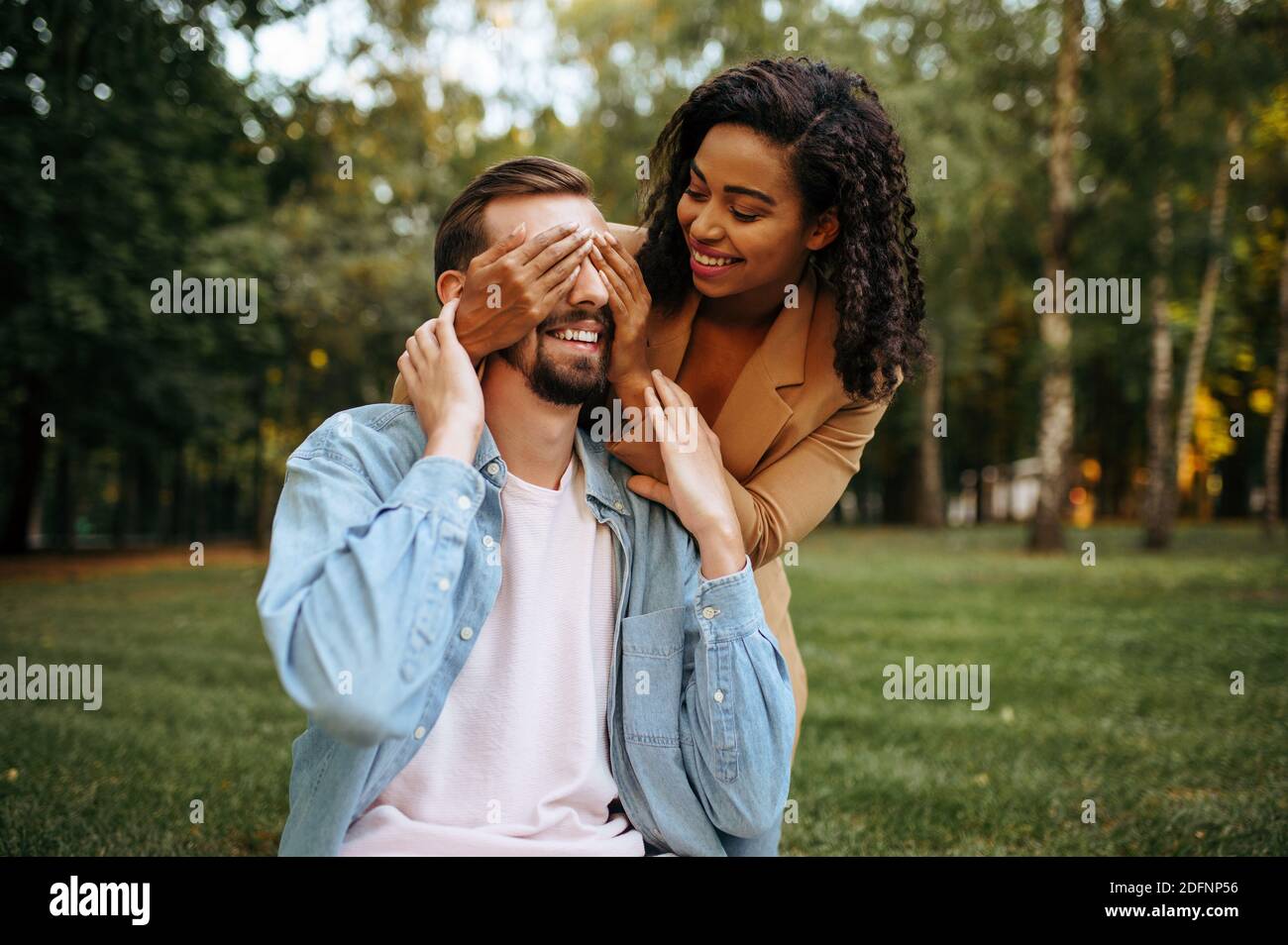 Romantic couple walk summer path hi-res stock photography and images ...
