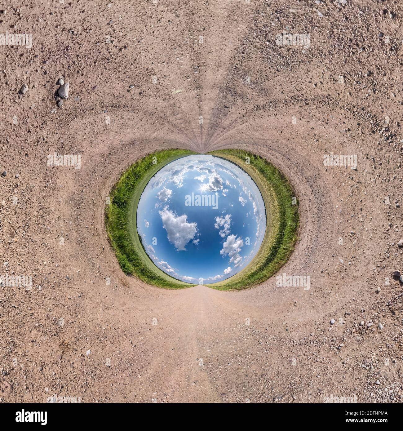 Blue little planet. Inversion of tiny planet transformation of ...