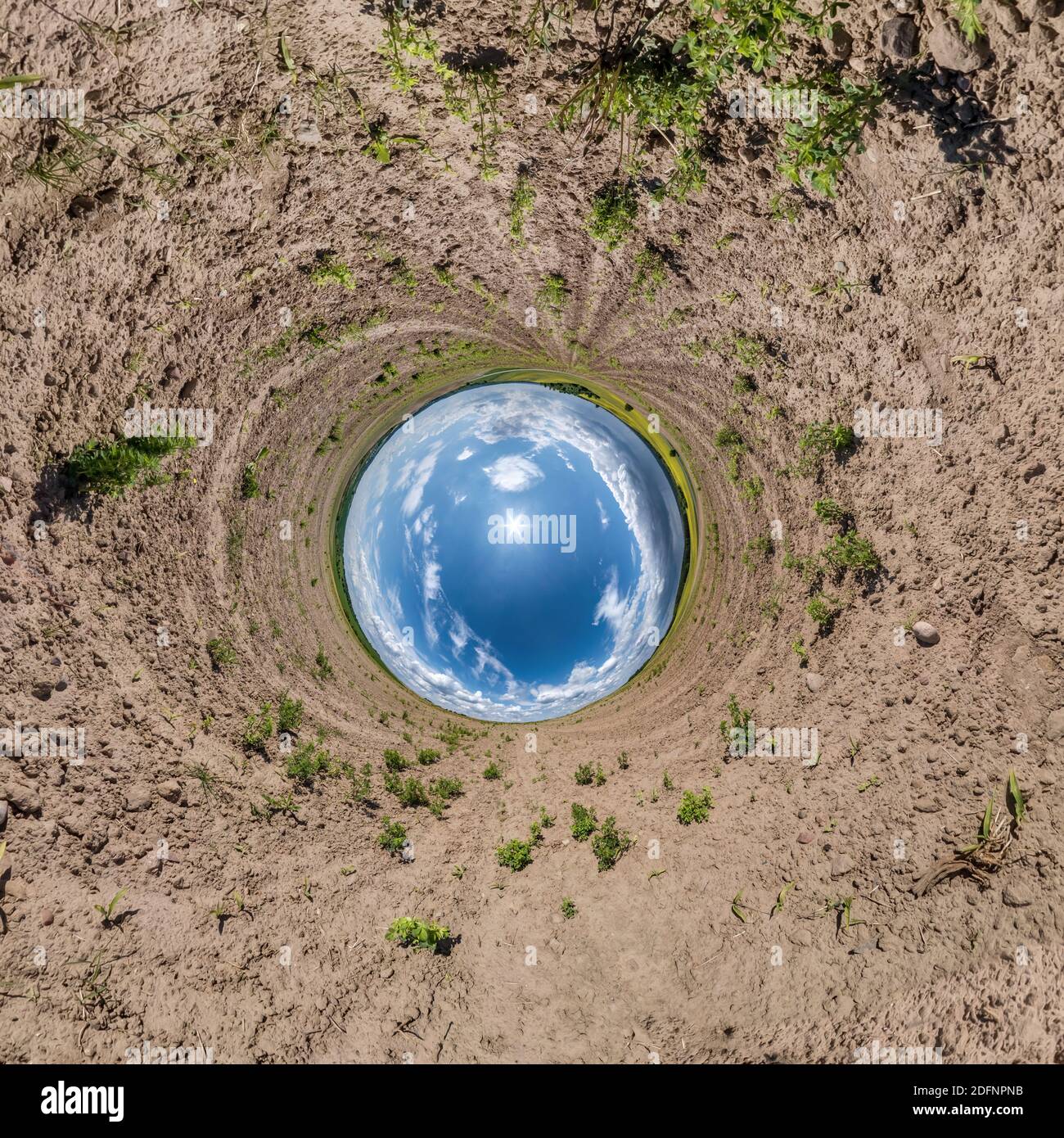 Blue little planet. Inversion of tiny planet transformation of ...