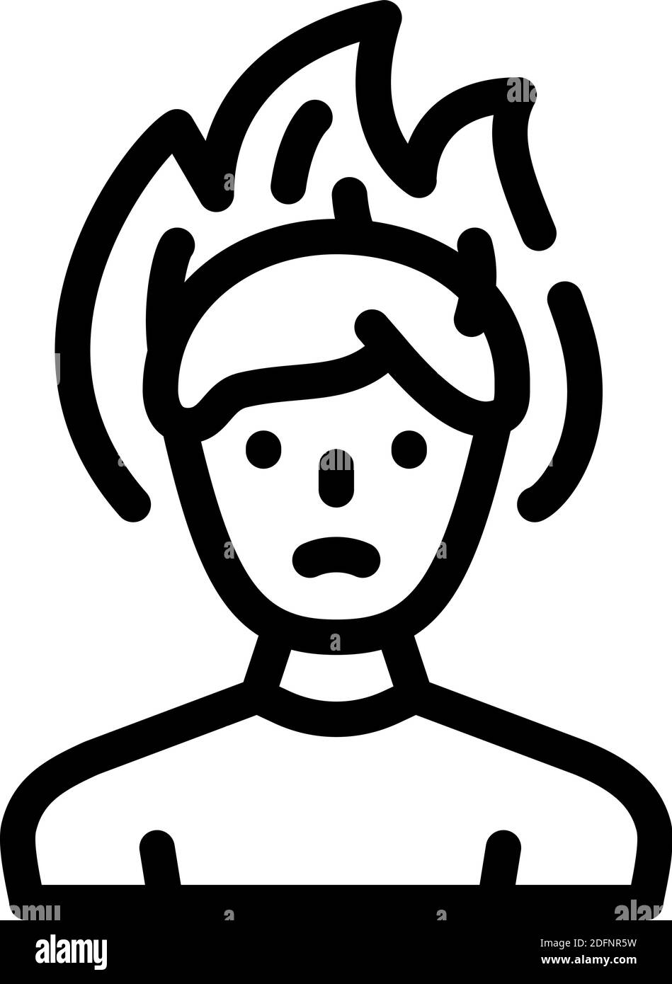 burning head stress line icon vector illustration Stock Vector Image ...